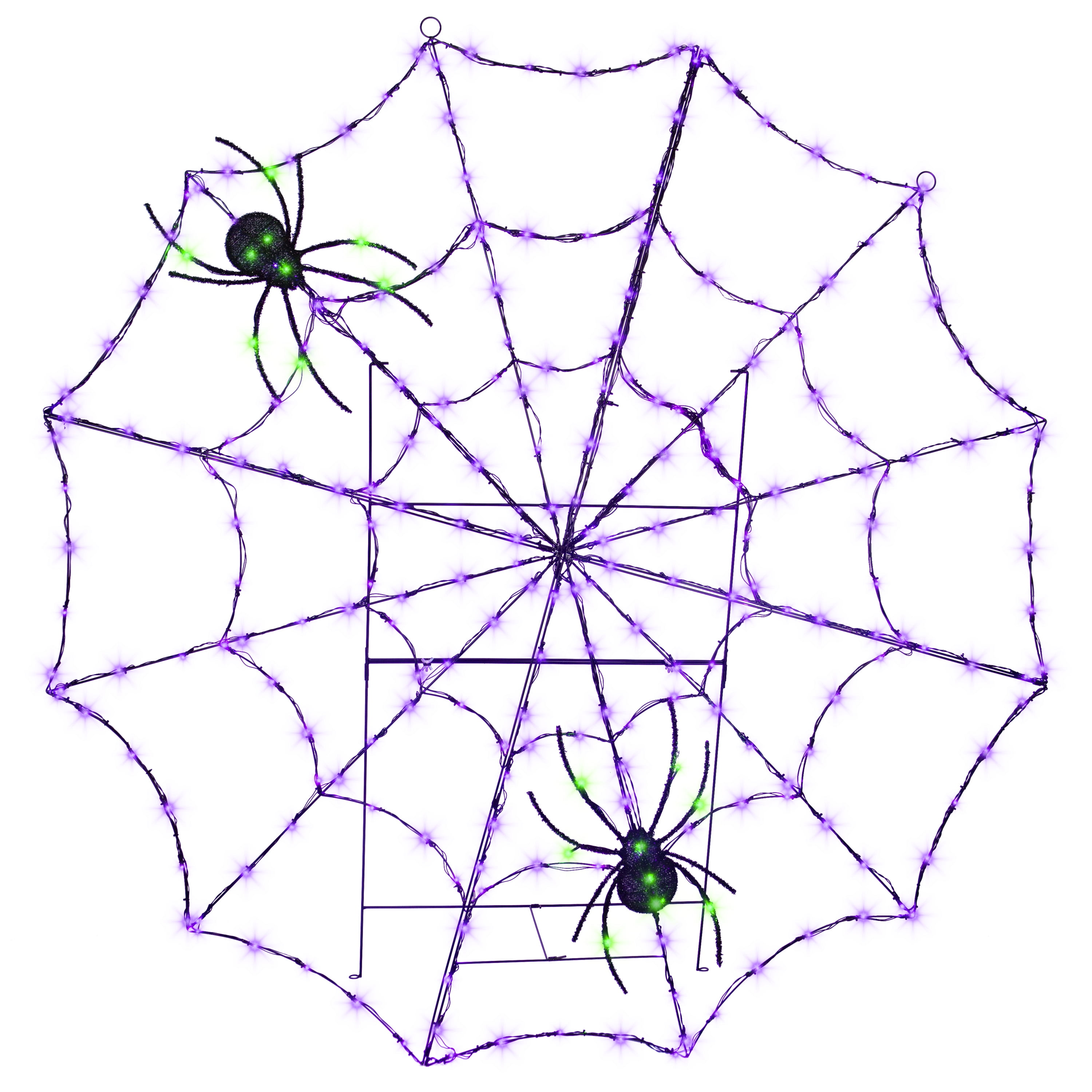 Gemmy Halloween Lighted Decor Spider Web w/ Spider (Prpl/Grn) 69.09 in ...