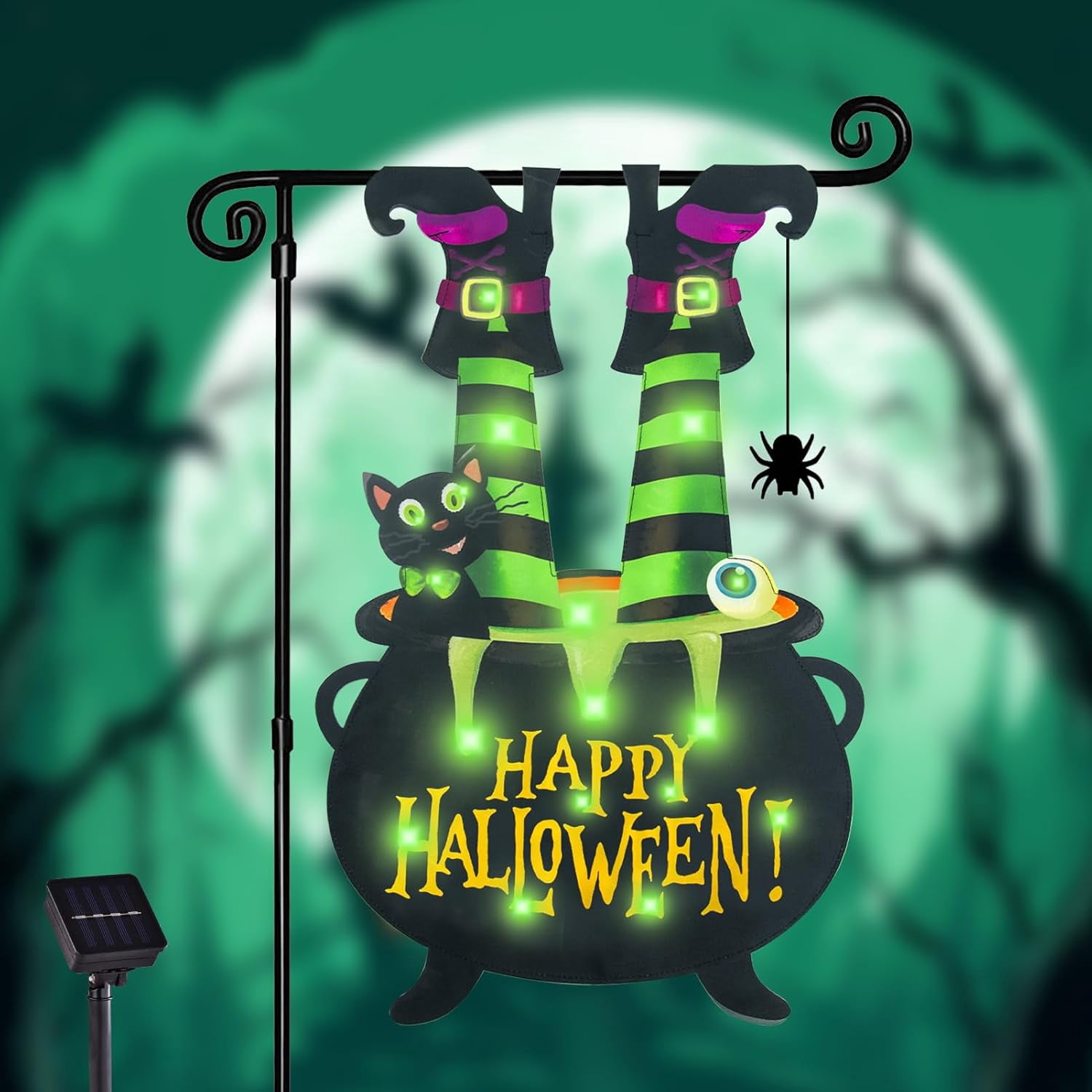 Halloween Lighted Garden Flag for Outside, Witch Feet Shape Flag Yard ...