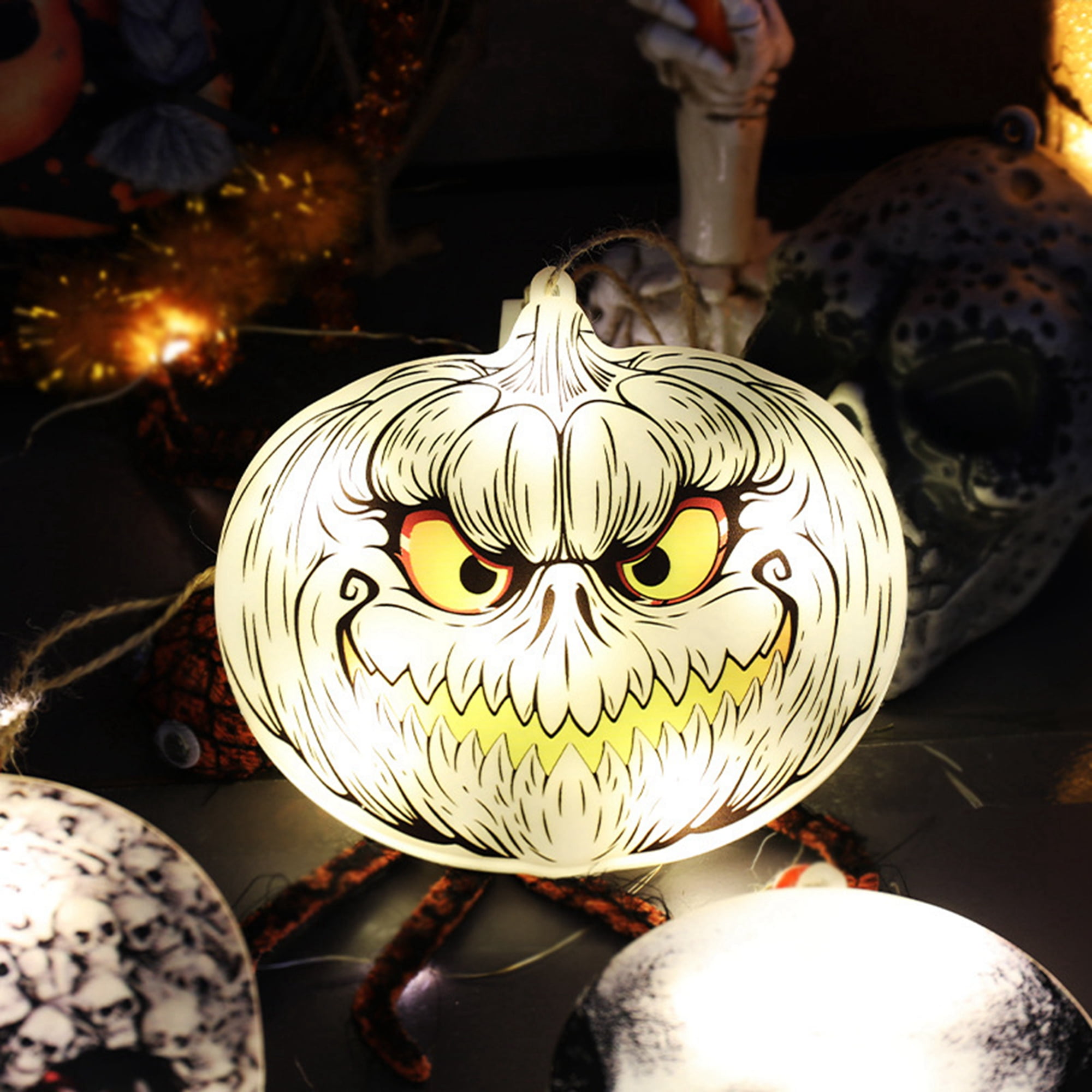 Halloween Lighted Signs Hanging Decorative Light Sign LED Pumpkins ...