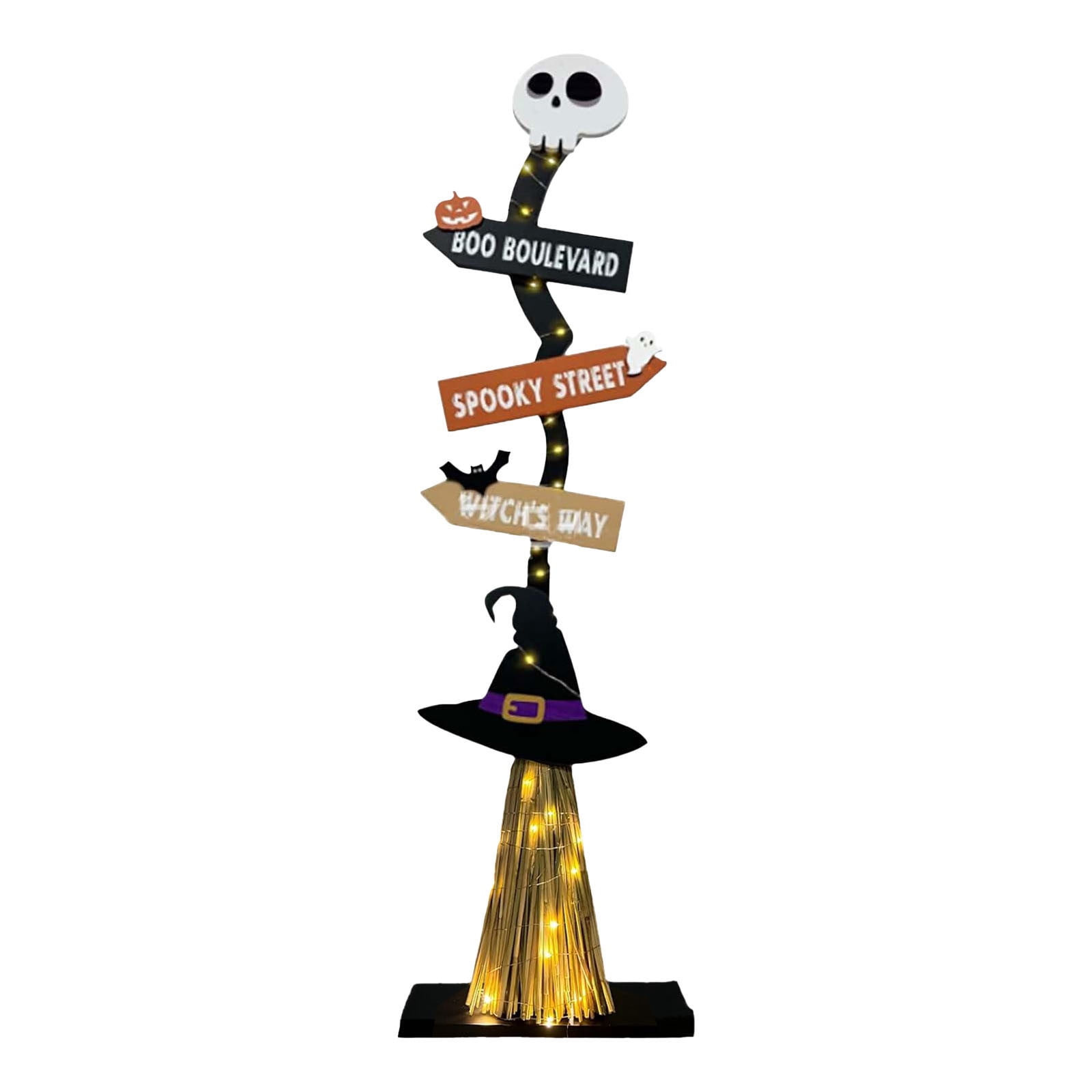 Halloween Lighted Witch Brooms Strawed Flying Broom Outdoor Porch Dress ...