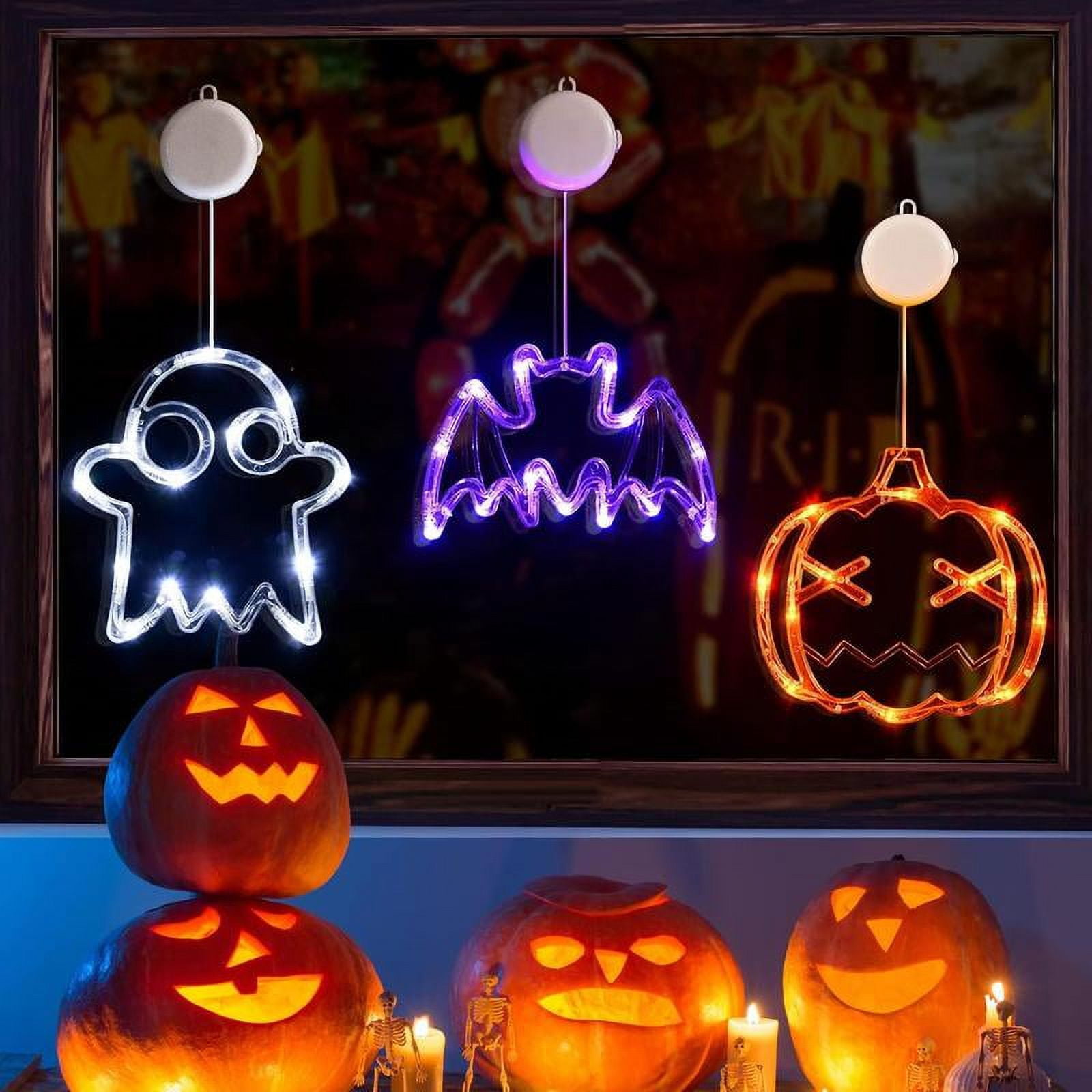 Halloween Lights Decorations 2025 3-Pack Orange Pumpkin White Ghost ...