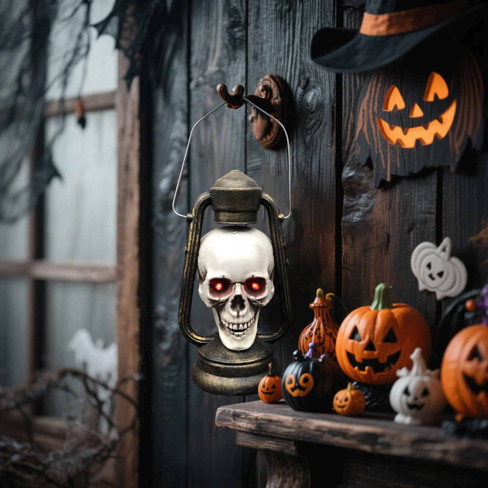 Halloween Lights Decorations, Horror Skull Lantern Hanging LED Lights ...