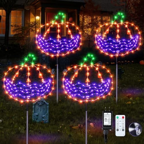 Halloween Lights Outdoor Decoration, 4 Pack Halloween Walkway Lights, 4 ...