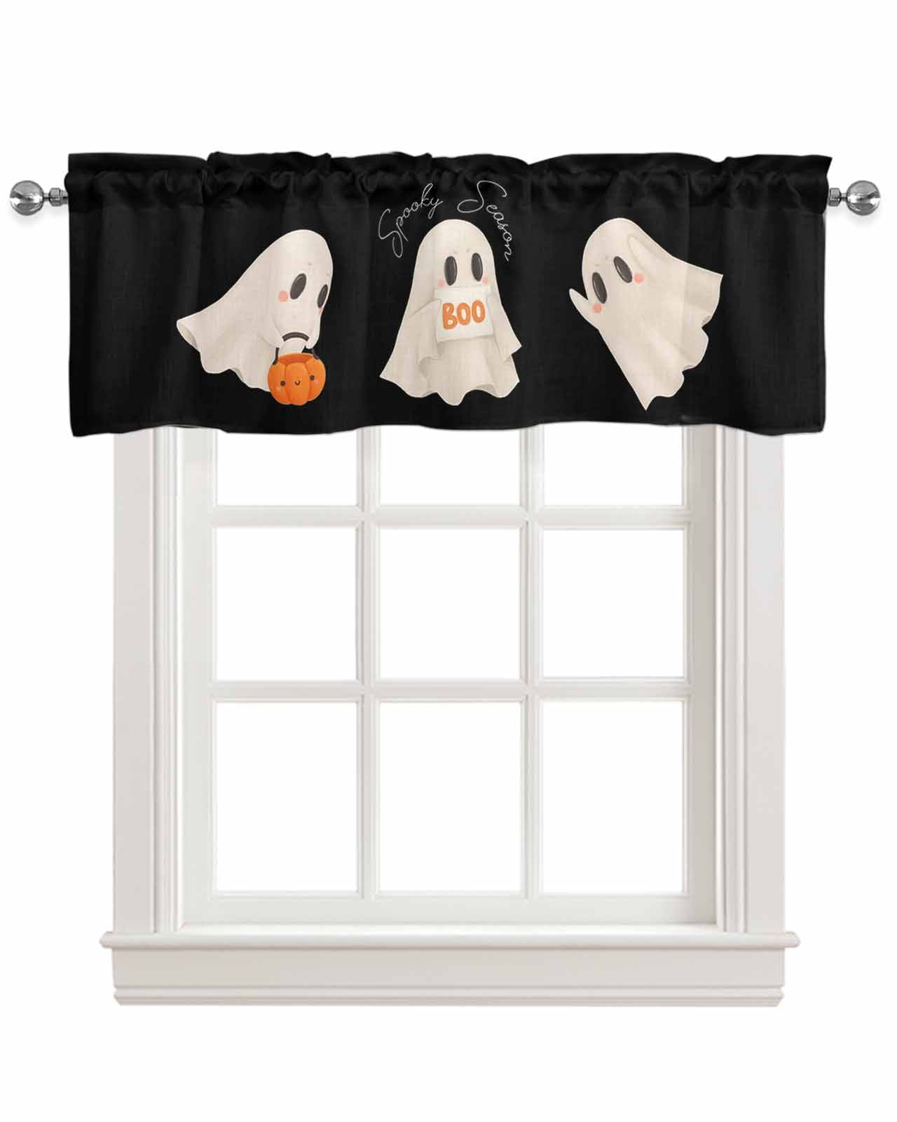 Halloween Linen Curtain Valance for Bedroom/Bathroom/Kitchen/Office ...