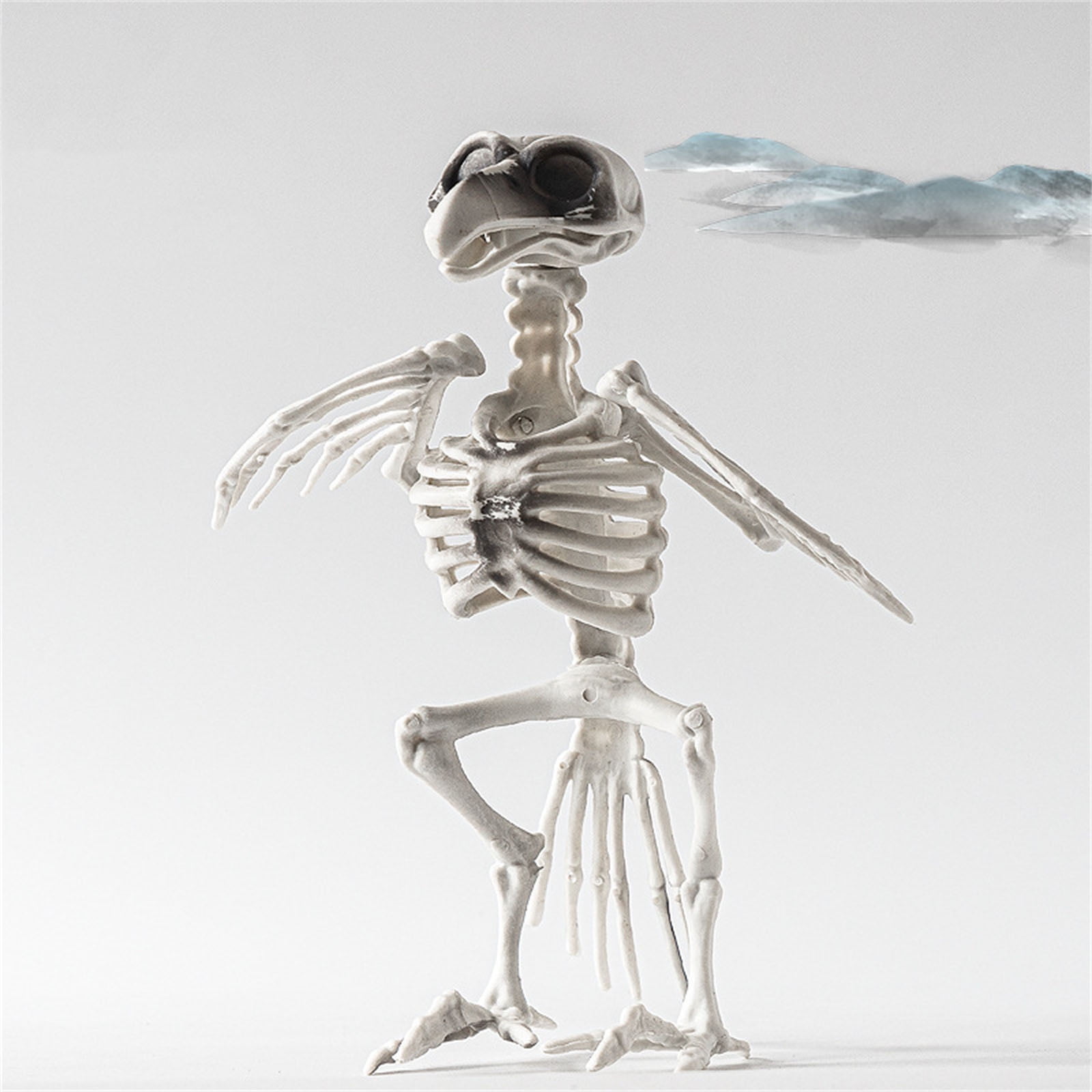 Halloween Little Bird Skeleton Statue,Movable Mouth Joints Gothic ...