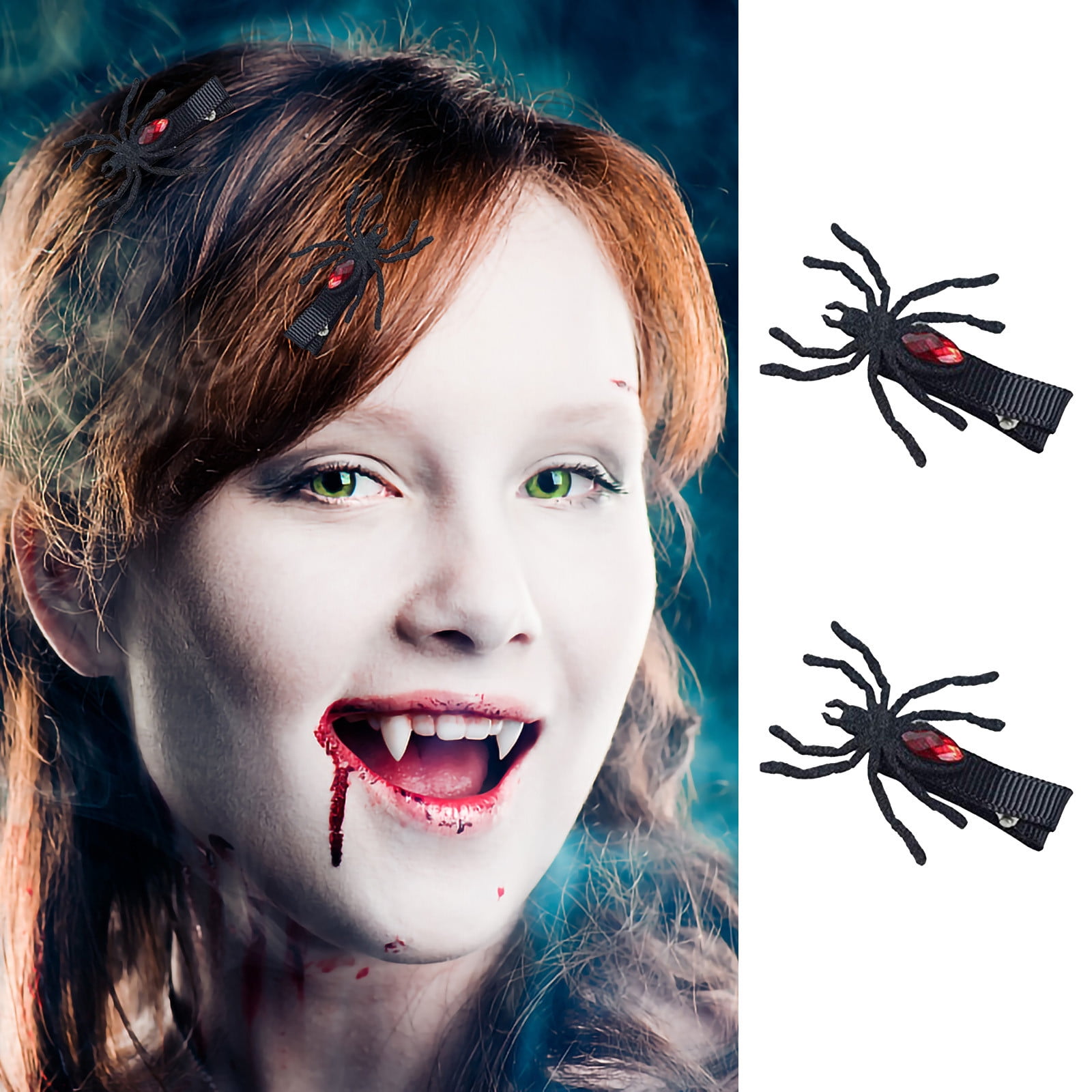 Halloween Little Devil Hairband Girl Hair Clip Set with Spider & Bat ...