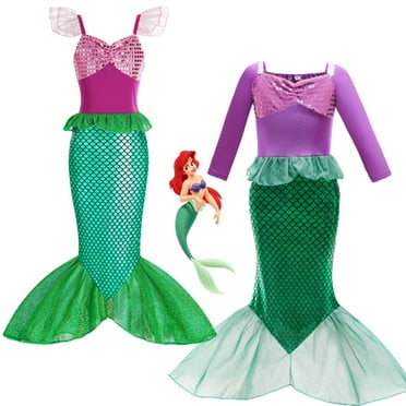 KAWELL Mermaid Outfits for Girls Halloween Party Cosplay Mermaid Dress ...