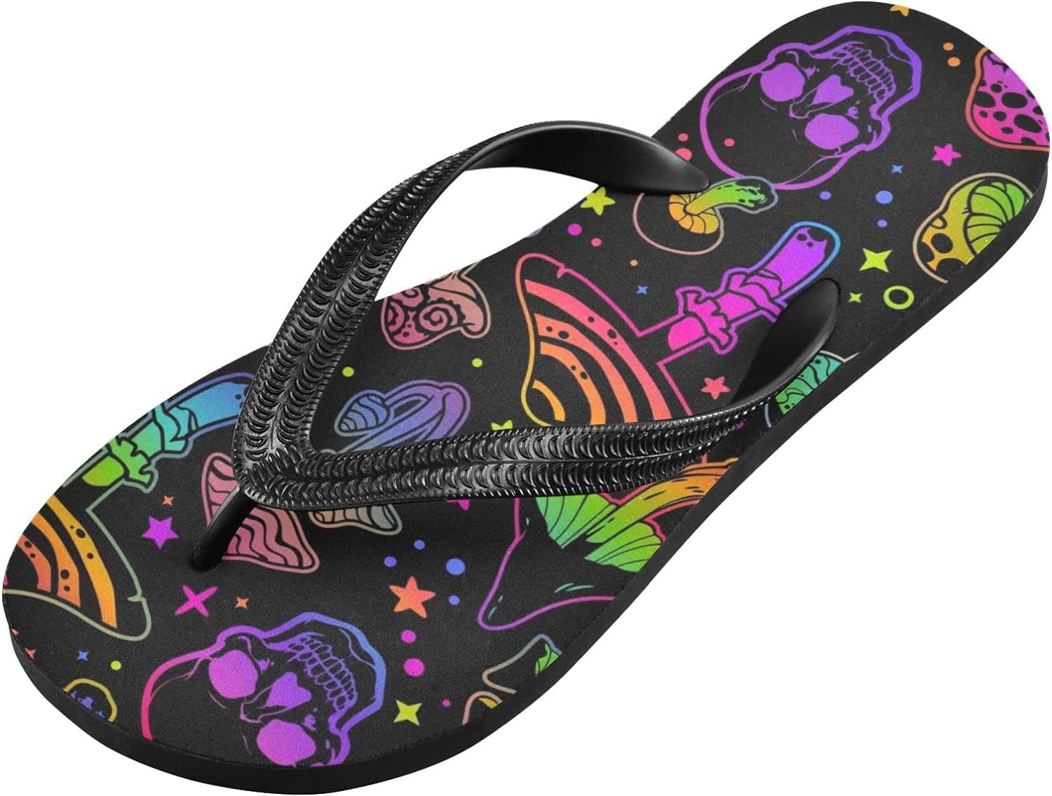 Halloween Magic Skull Mushrooms Flip Flop Casual Non-slip Thong Sandals ...