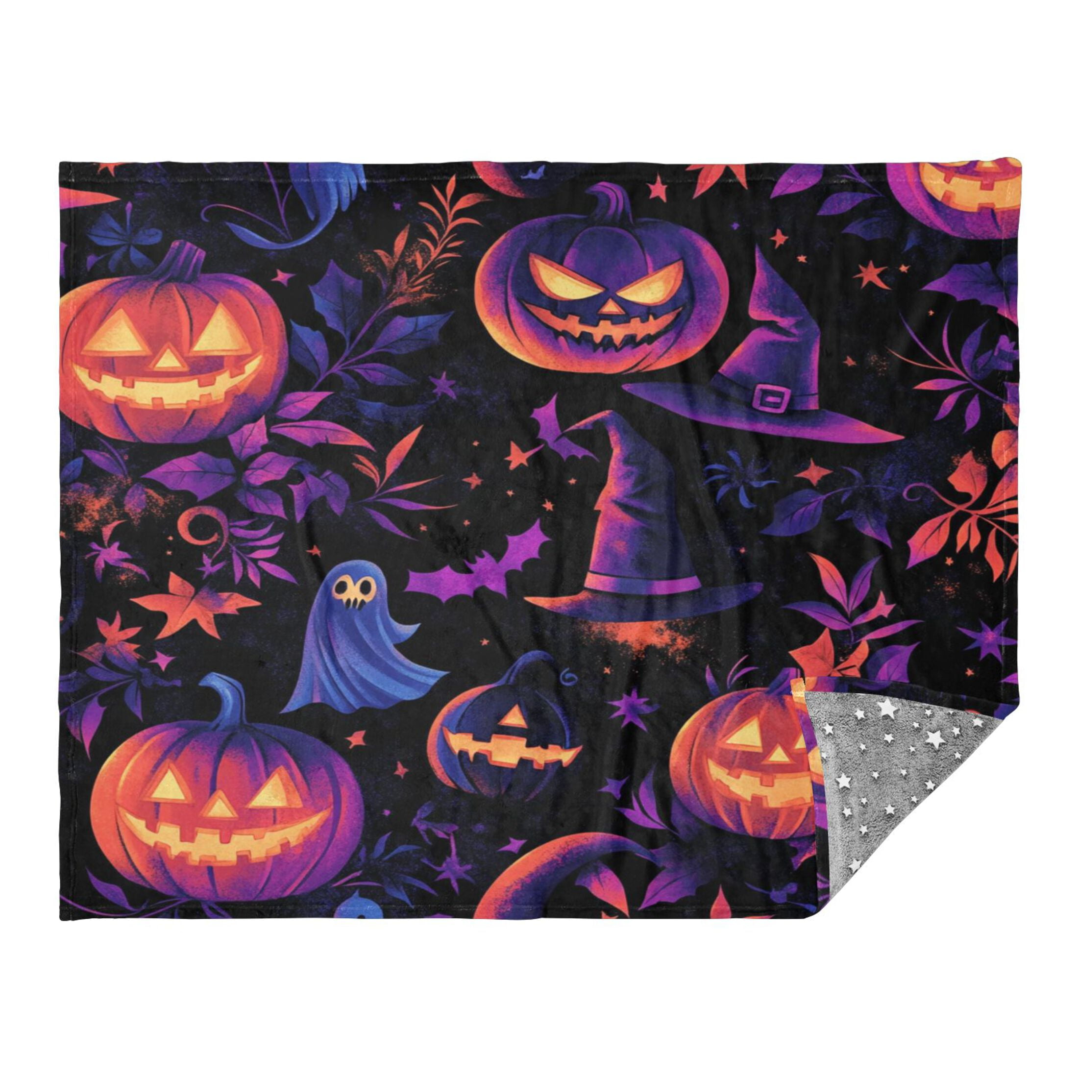 Halloween Magic Theme 70x55in Flannel Throw Blanket, Double Sided, Soft ...