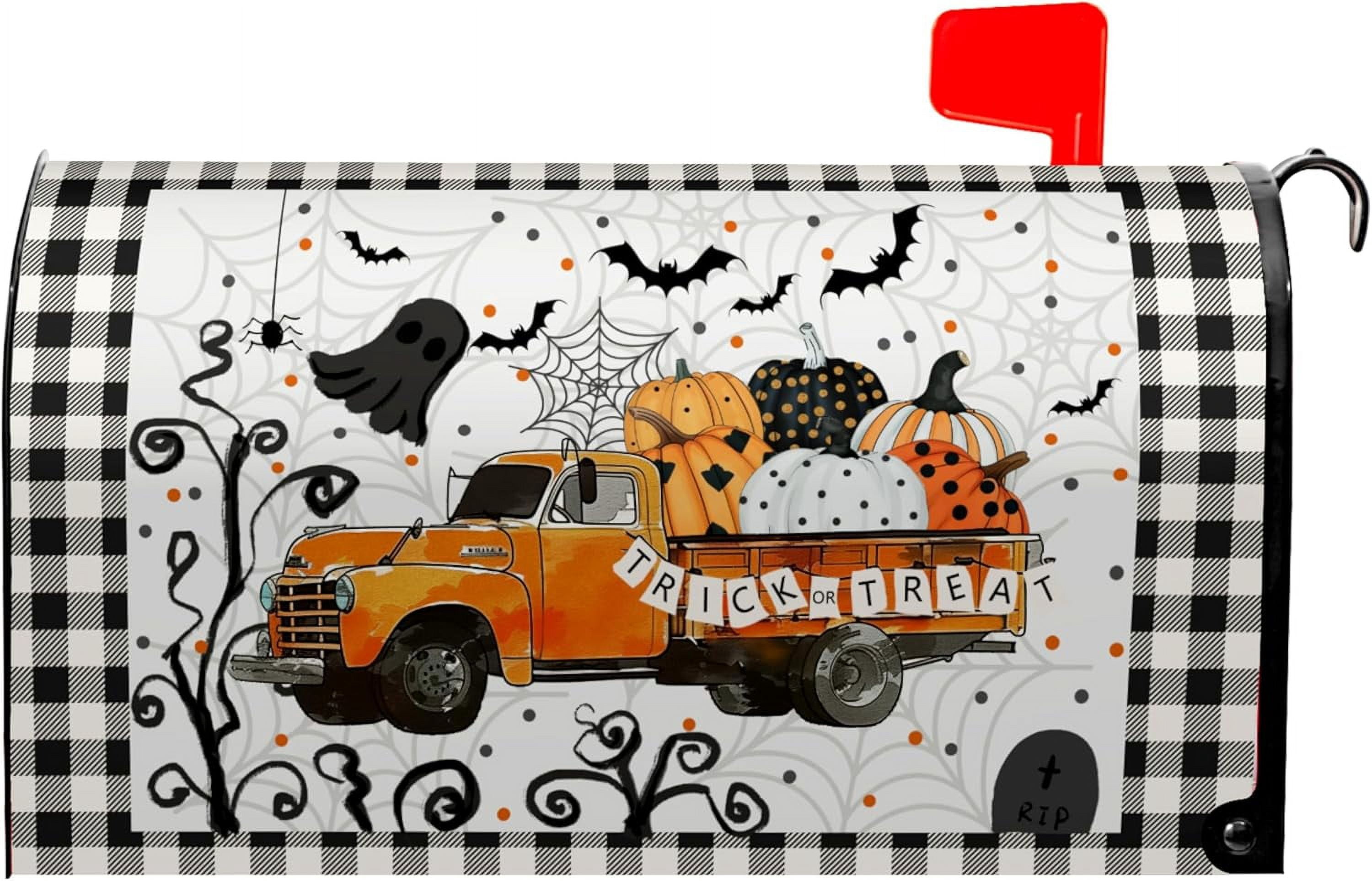 Halloween Mailbox Cover 21x18 Inch Trick or Treat Buffalo Plaid ...