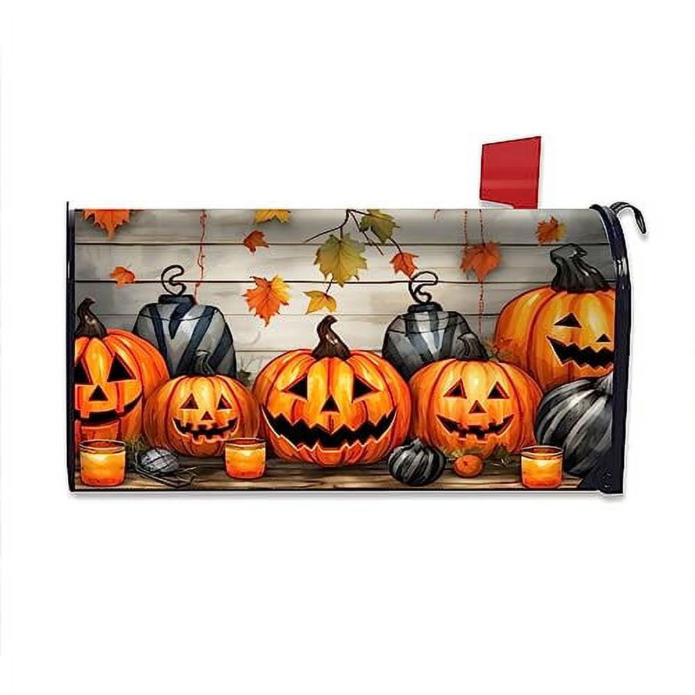 Halloween Mailbox Cover Magnetic Standard Size 21" X 18" Fall Pumpkin ...