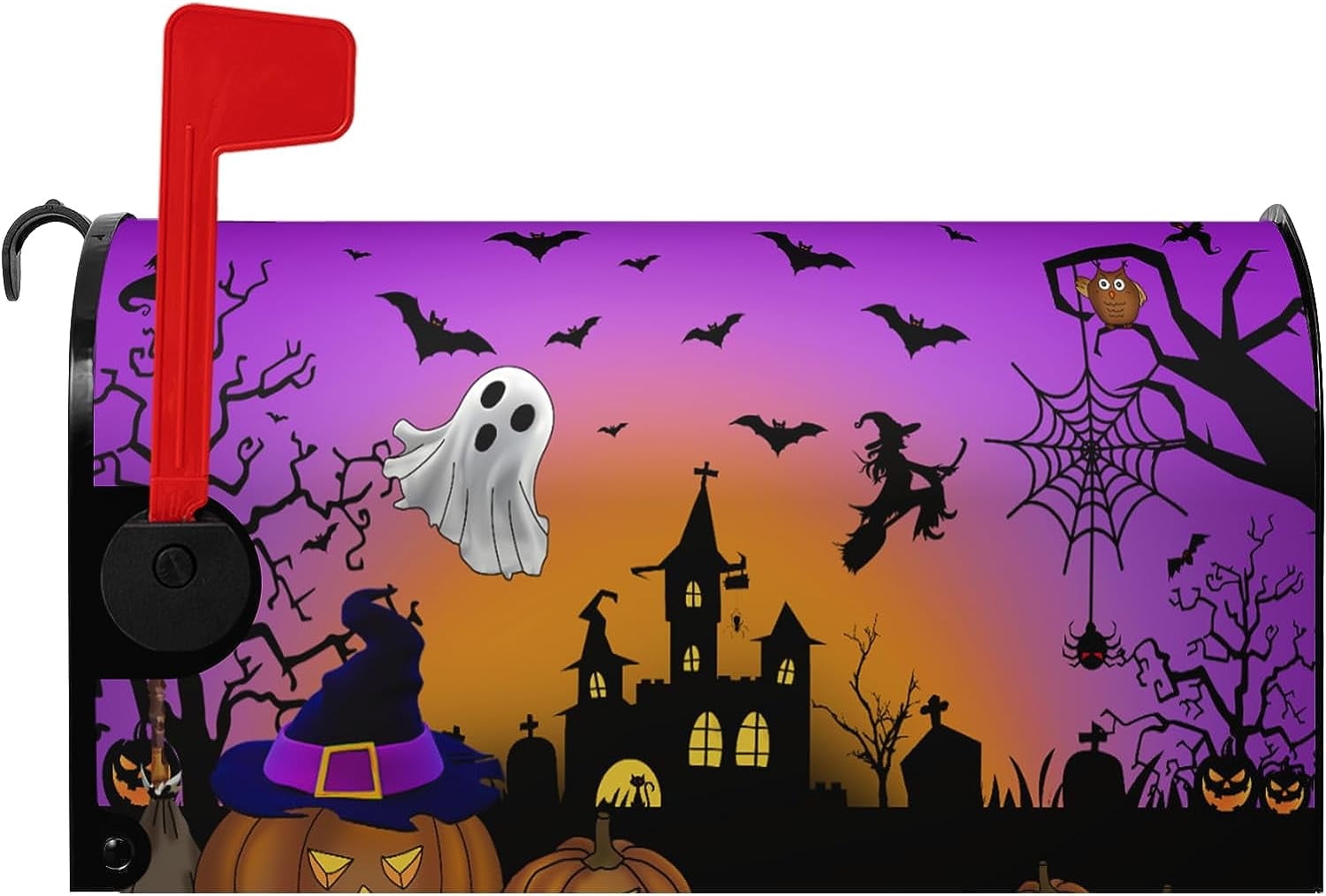 Halloween Mailbox Covers Magnetic 21" X 18" Bats Ghost Pumpkin Spider ...