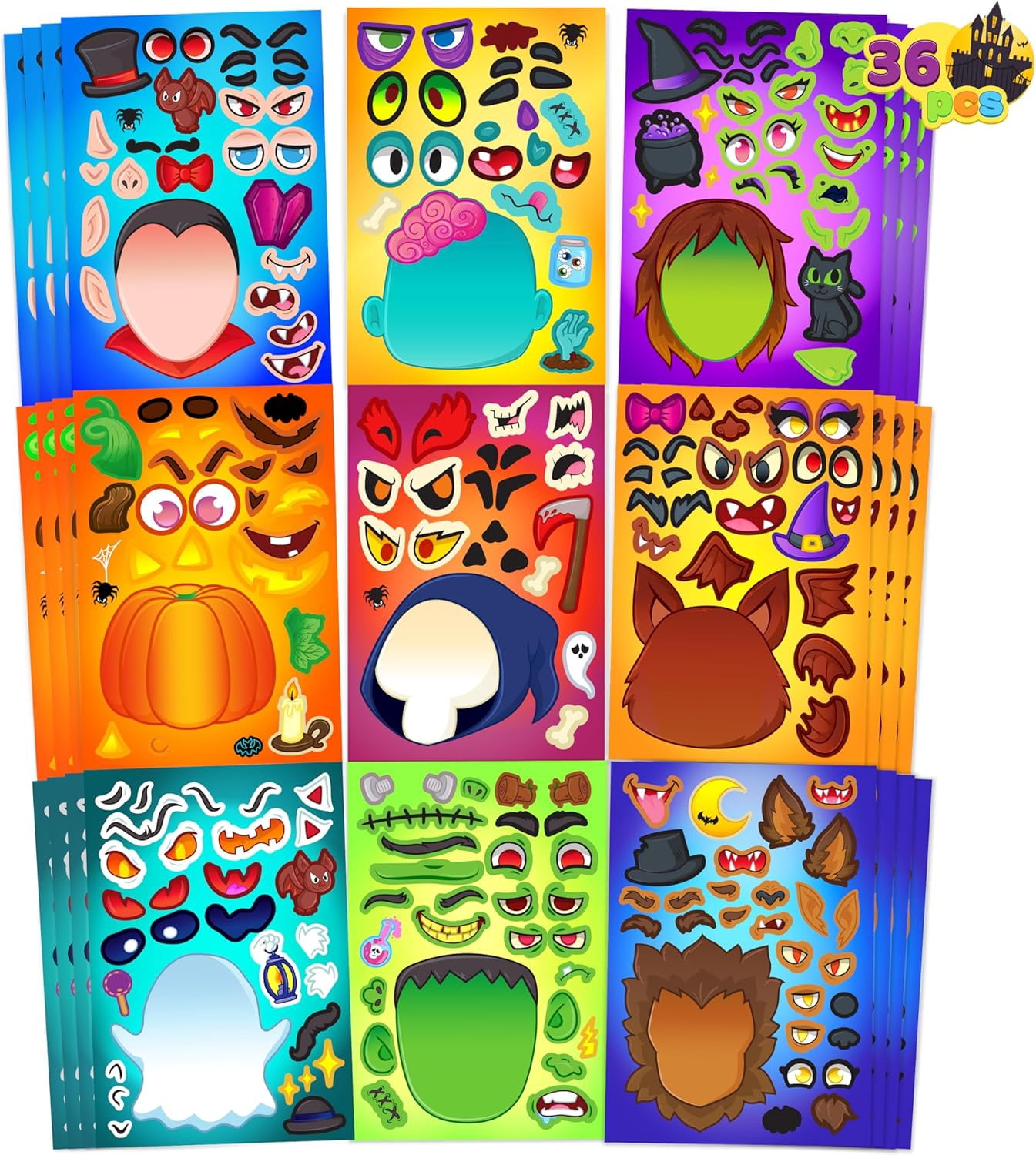 Halloween Make a Face Stickers for Kids, Crafts Party Supplies ...