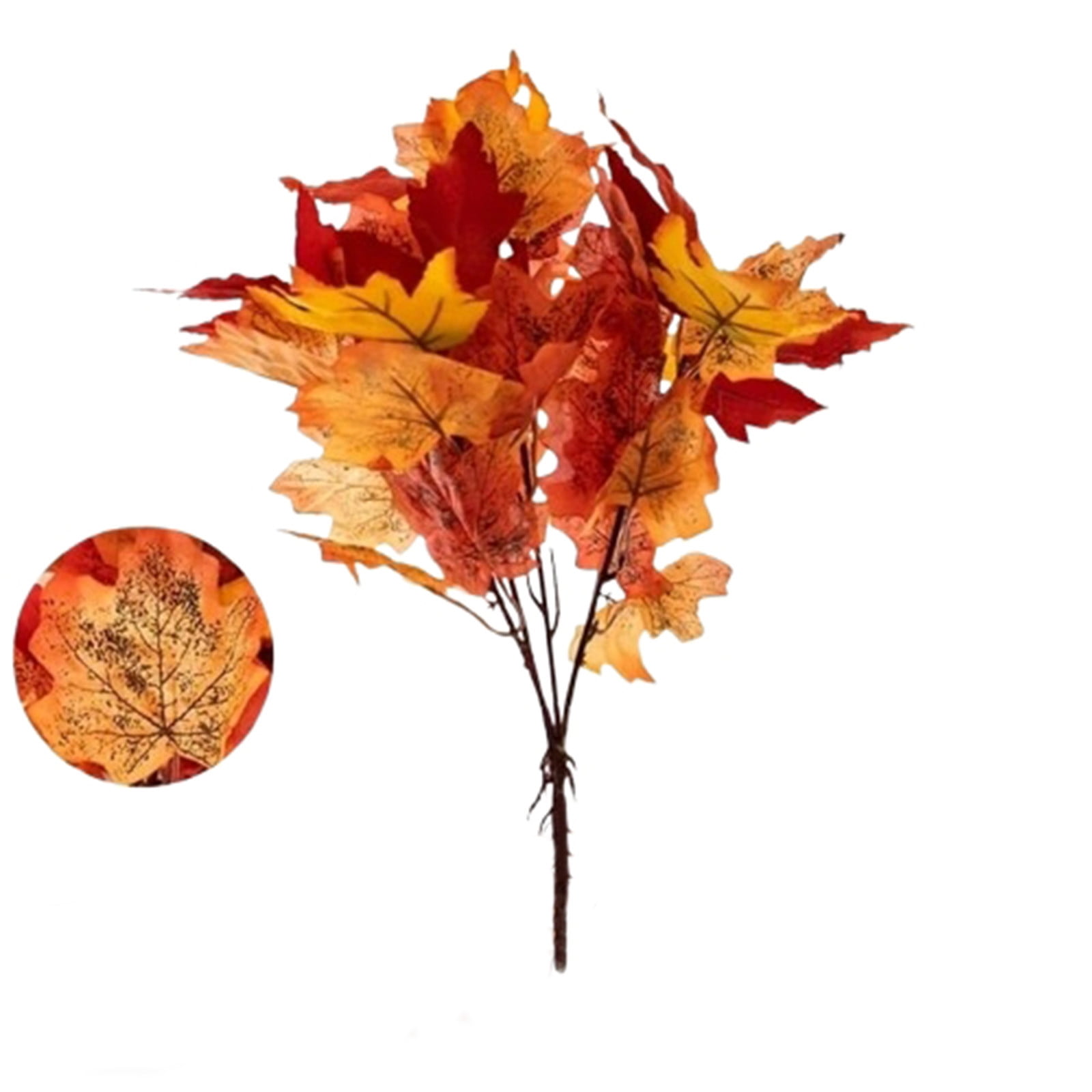 Halloween Maple Leaf Stems, 2 Pack Artificial Fall Leaves Bunch – 16in ...