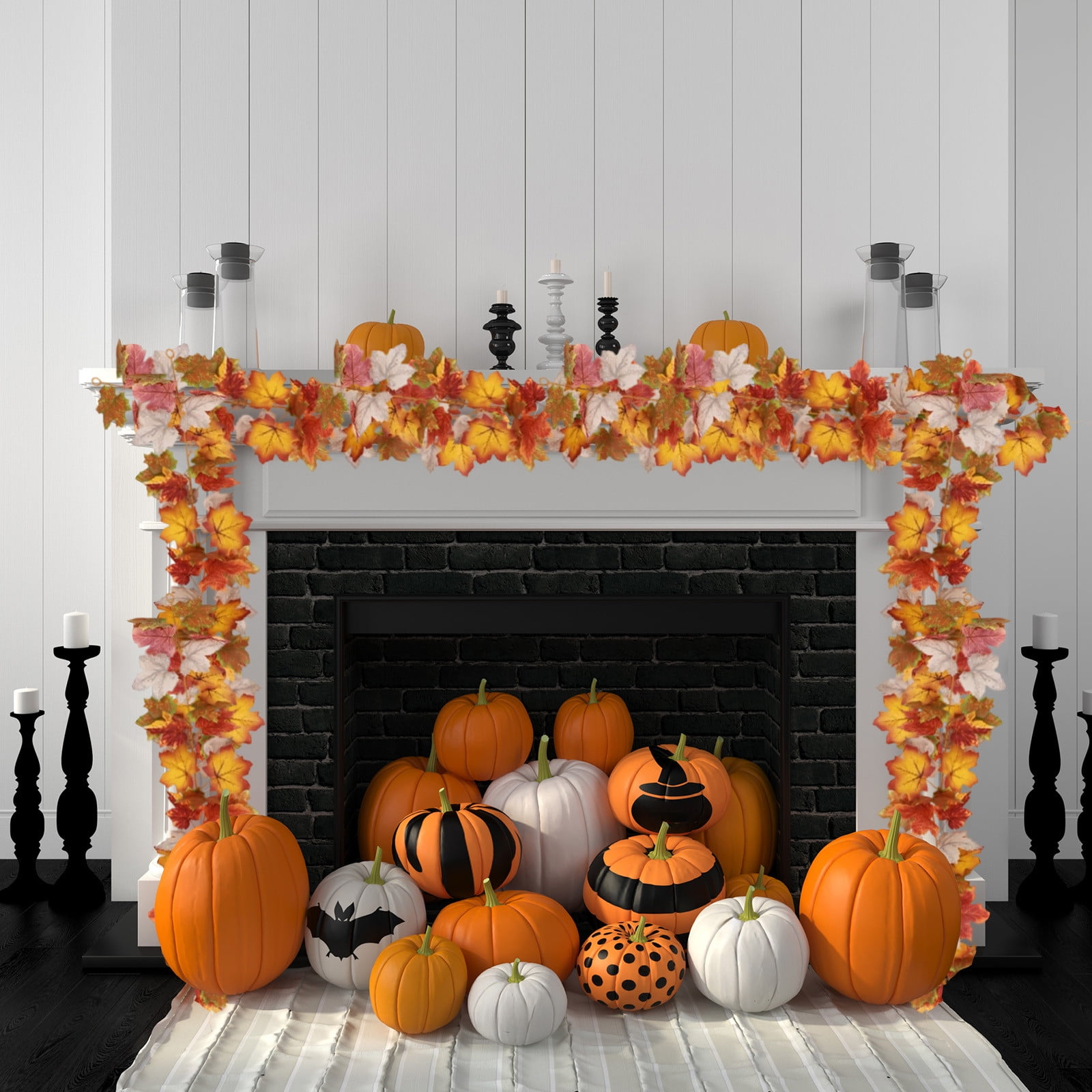 Halloween Maple Leaves Garland | Simulated Red Maple Leaf Vine ...