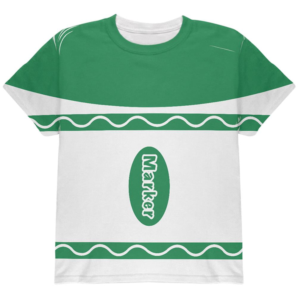 Halloween Marker Costume Green All Over Youth T Shirt Multi YLG ...