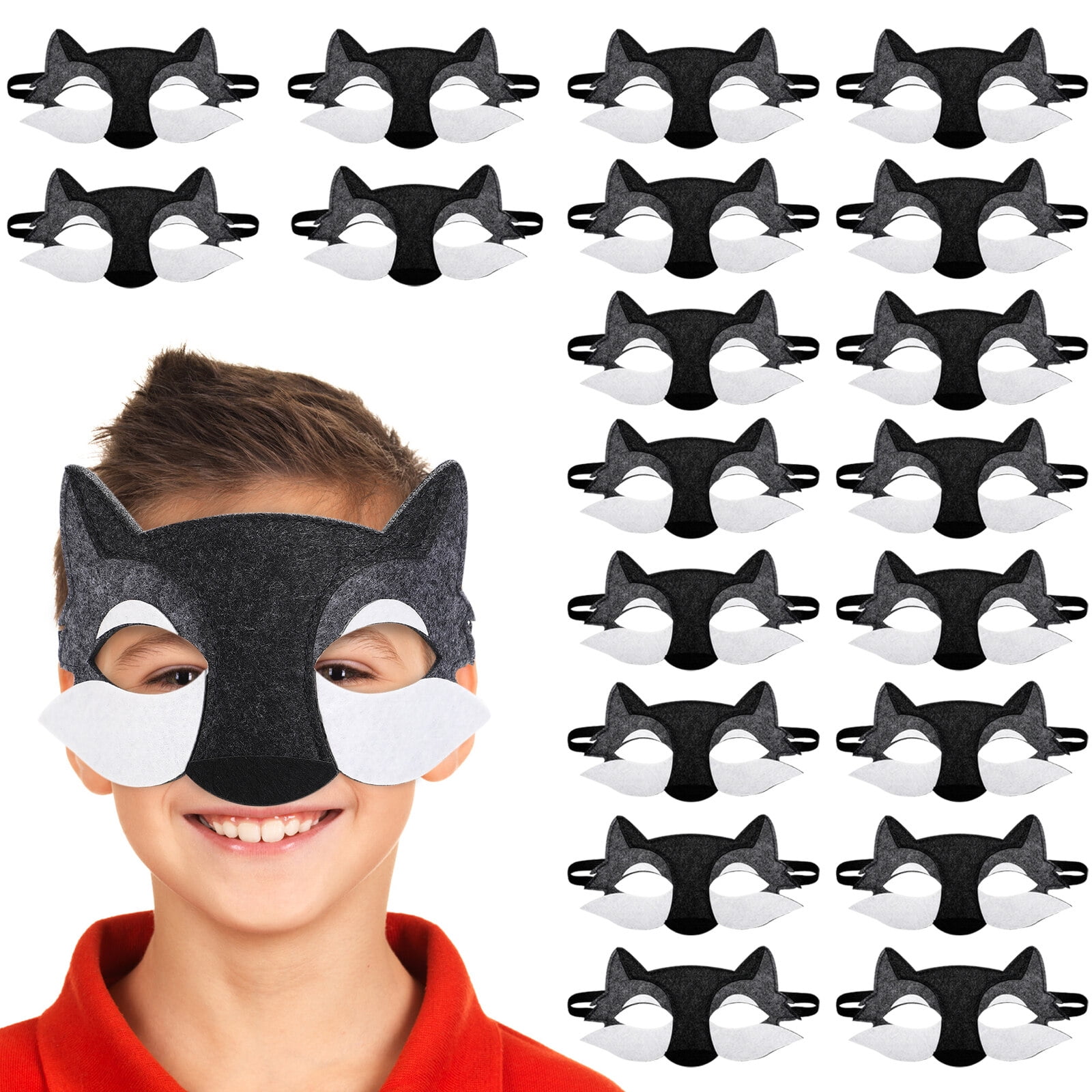 20pcs Wolf Masks for Cosplay Halloween Masquerade Felt Half Face Masks ...