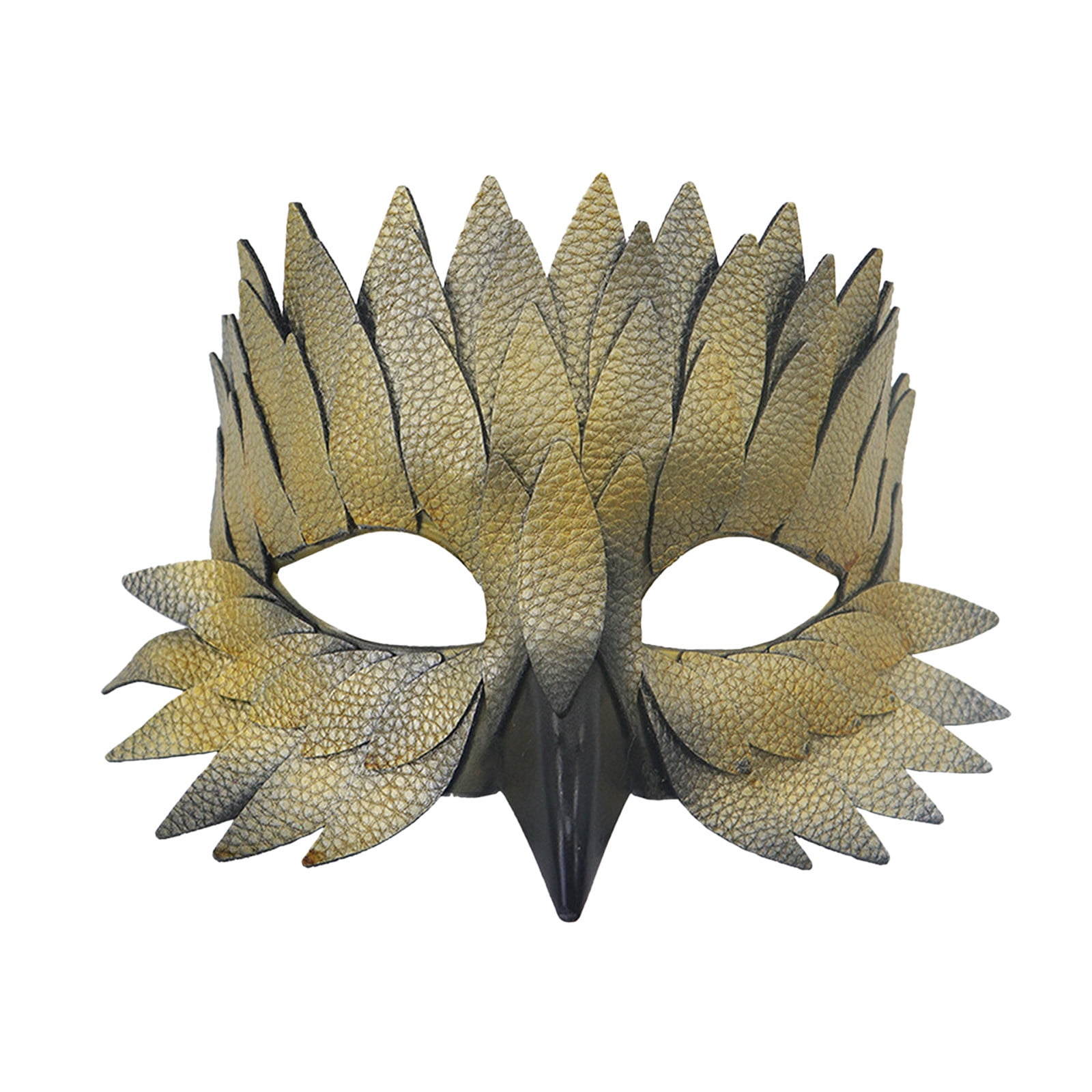 Halloween Mask Half Face Faux Leather Beak Mask with Feathers Venetian ...