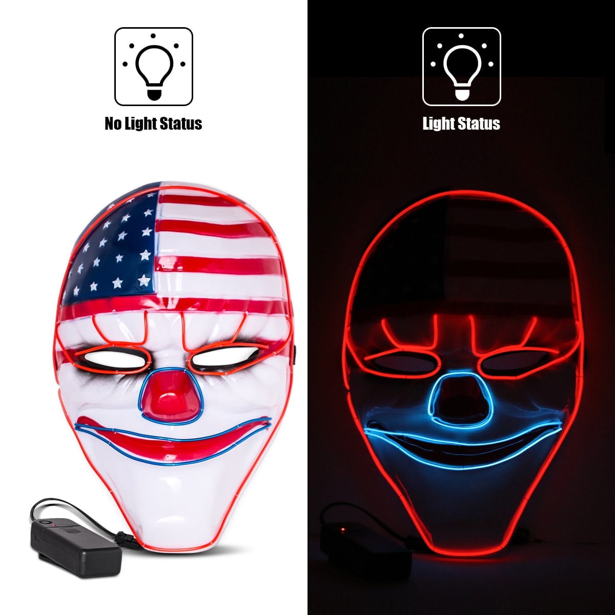 Halloween Mask LED Light up Mask for Festival Cosplay Halloween Costume ...