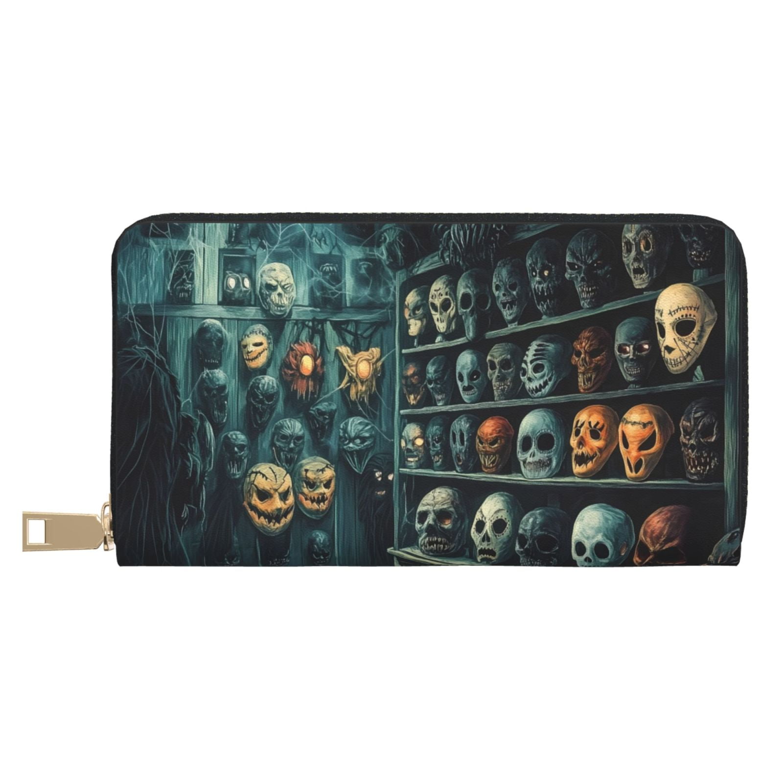Halloween Mask Wall (3) Wallet Women, Leather Bifold Multi Card Wallet ...