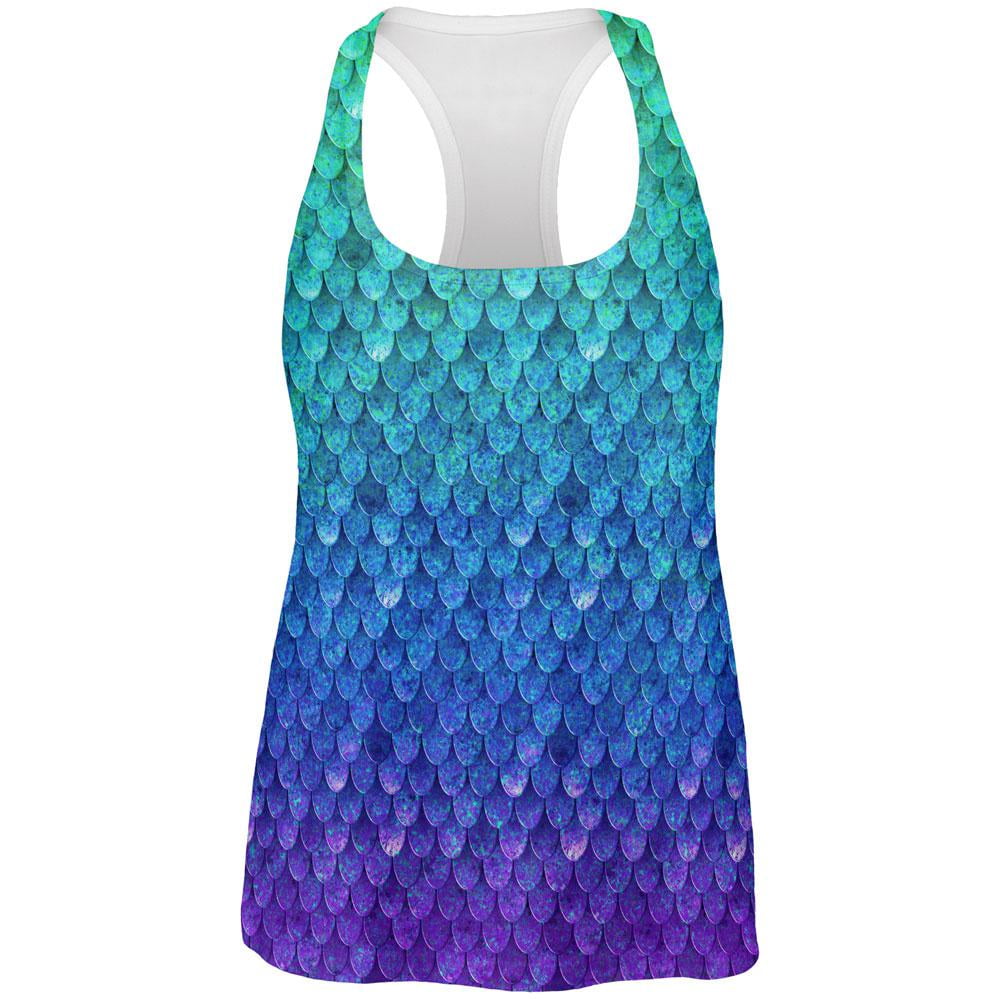 Halloween Mermaid Scales Costume All Over Womens Work Out Tank Top ...