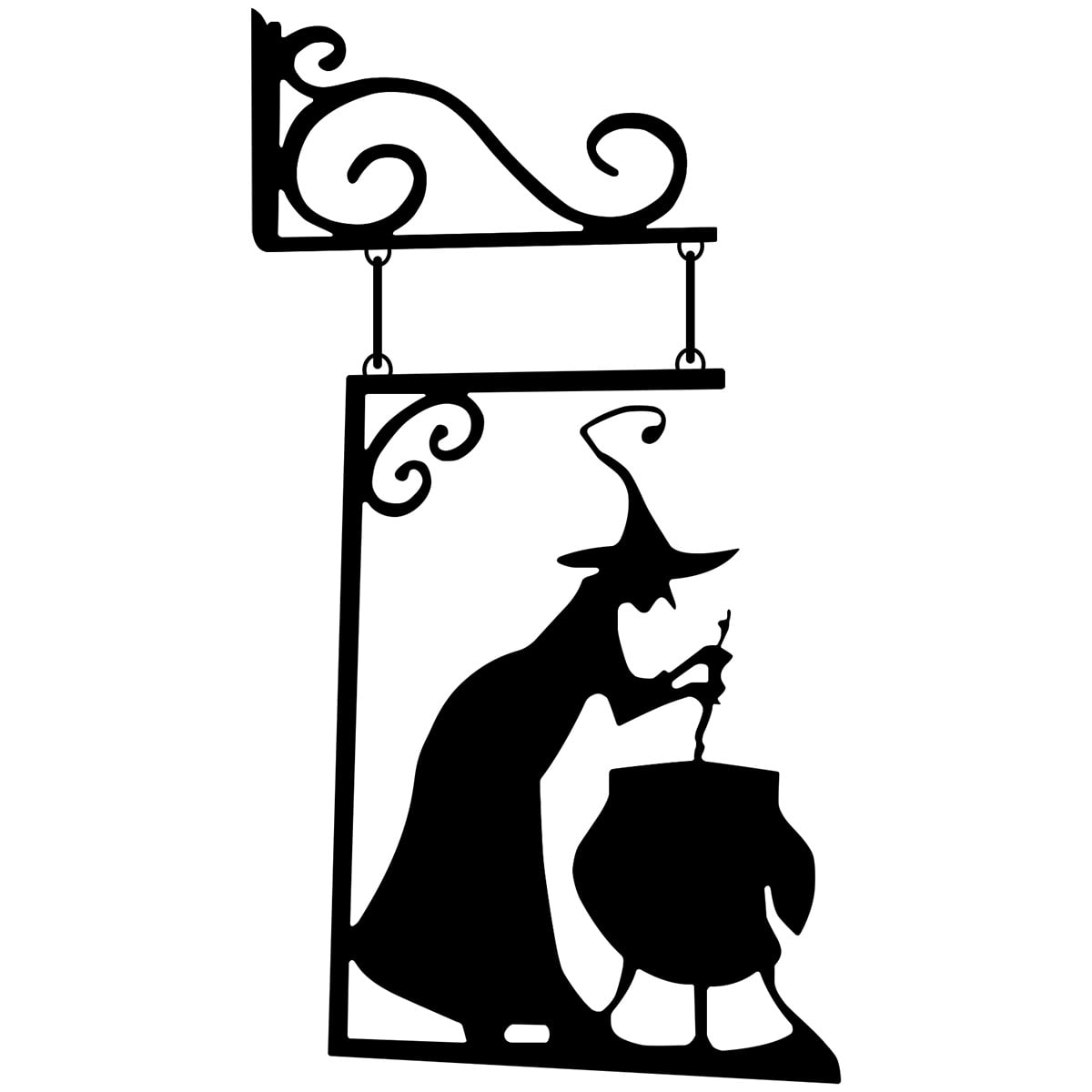 Halloween Metal Sign Witch Shape Iron Witch Boiler Silhouette Wall ...