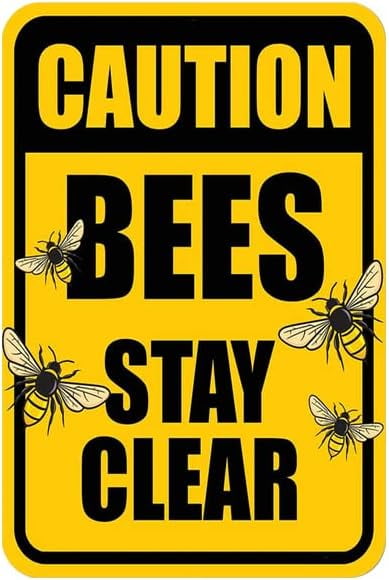 Halloween Metal Tin Sign Happy Bee Caution Bees Stay Clear Sign Home ...