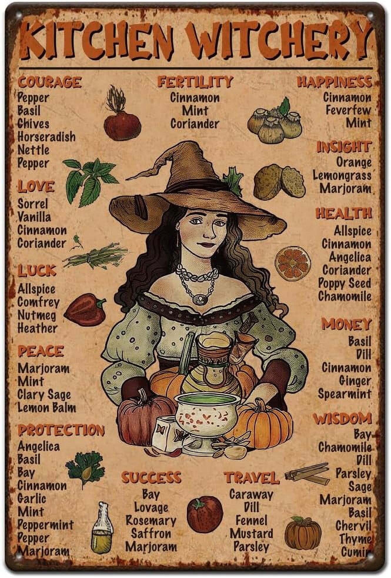 Halloween Metal Tin Sign Kitchen Witch Tin Signs Retro Metal Poster ...