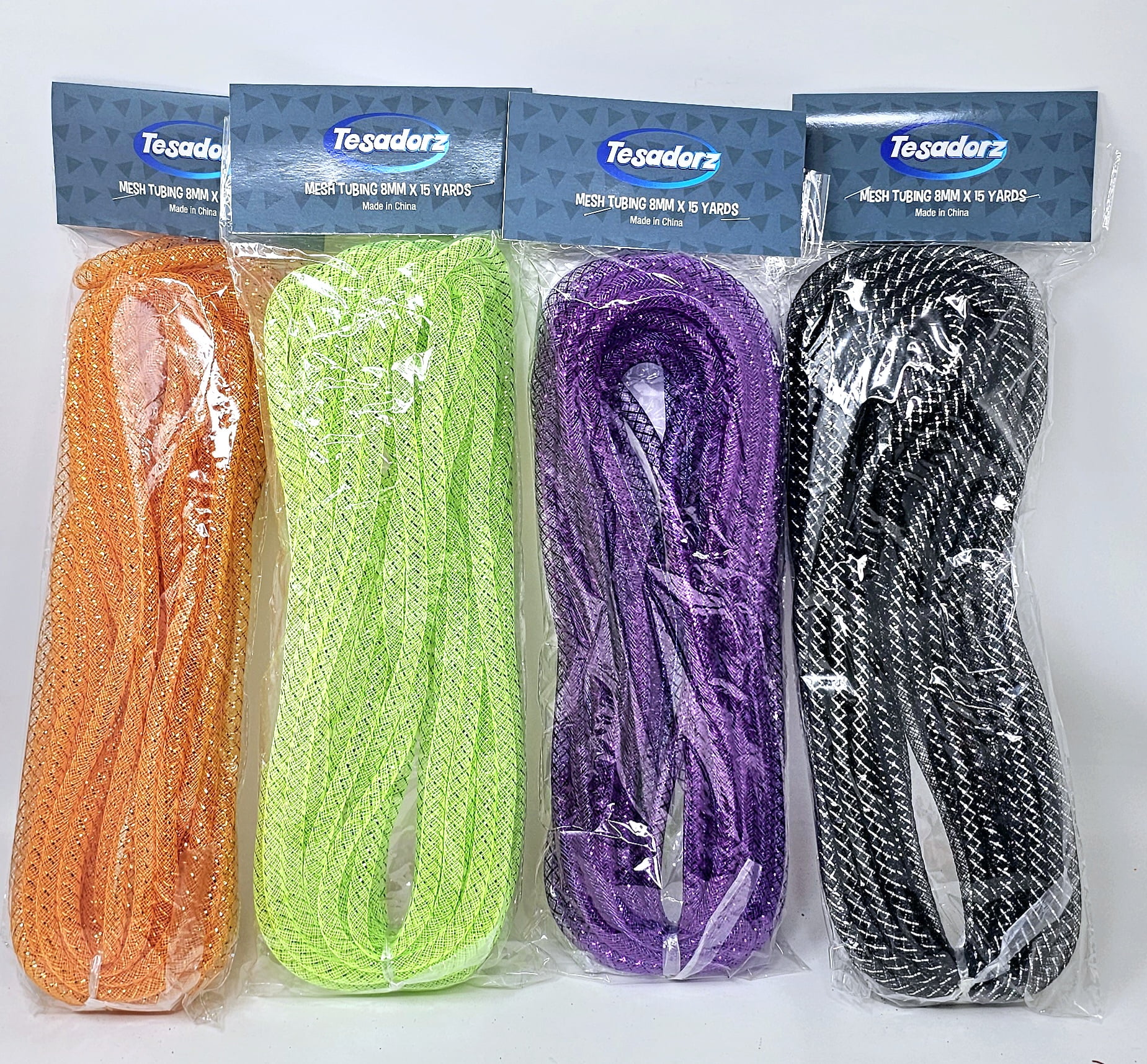 Halloween Metallic Deco Mesh Tubing (Black, Green, Purple, Orange ...