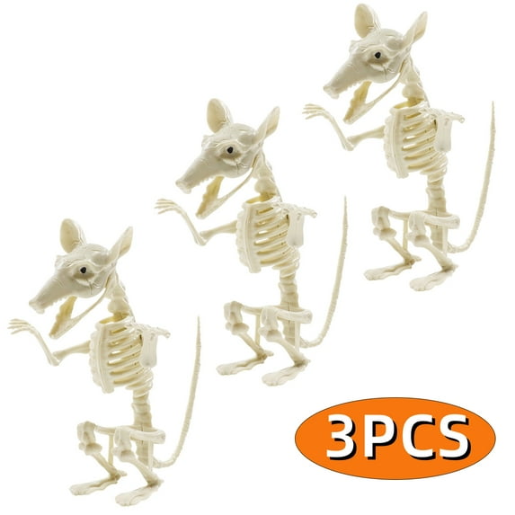Halloween Mice Skeleton Decoration Posable Fake Rat Spooky Animal ...