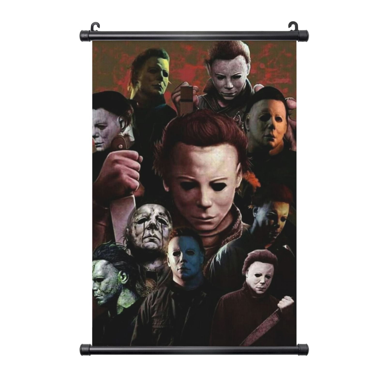 Halloween Michael Myers Black Plastic Shaft Hanging Poster Decor Canvas ...