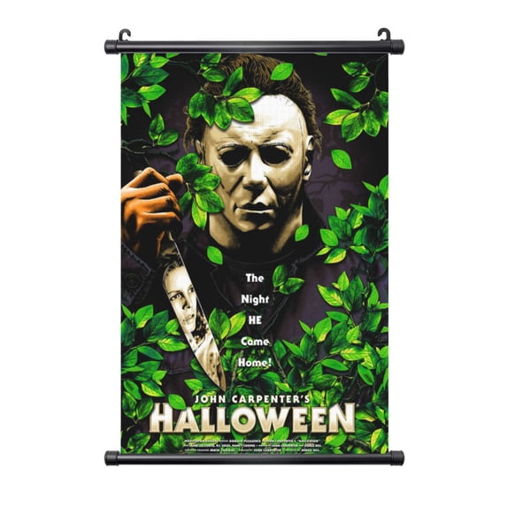 Halloween Michael Myers Black Plastic Shaft Hanging Poster Decor Canvas ...