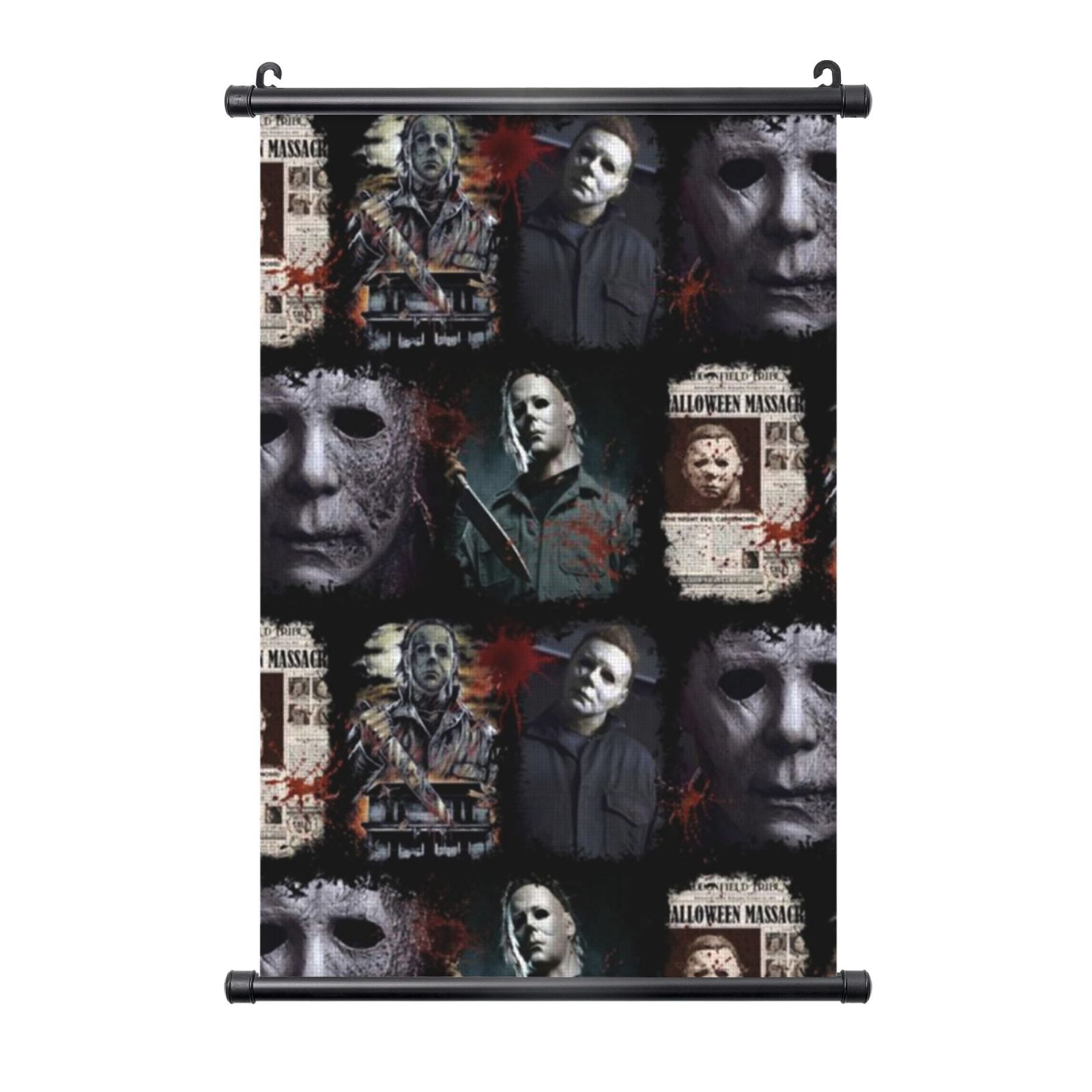 Halloween Michael Myers Black Plastic Shaft Hanging Poster Decor Canvas ...