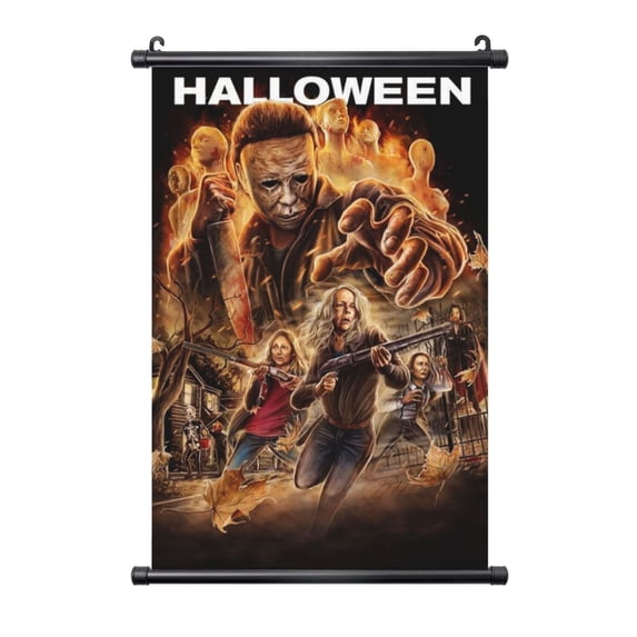 Halloween Michael Myers Black Plastic Shaft Hanging Poster Decor Canvas ...