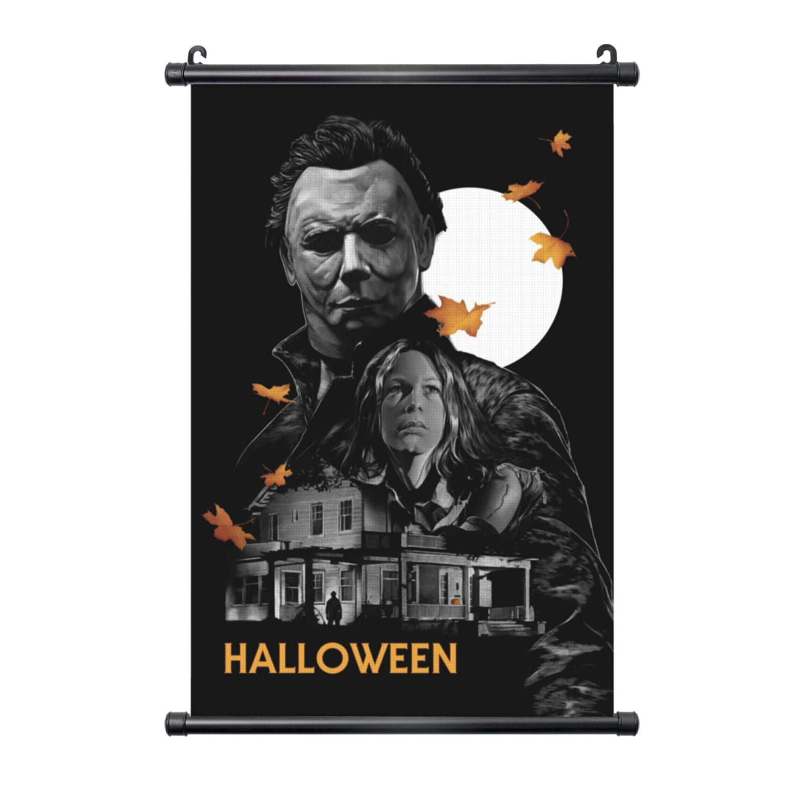 Halloween Michael Myers Black Plastic Shaft Hanging Poster Decor Canvas ...