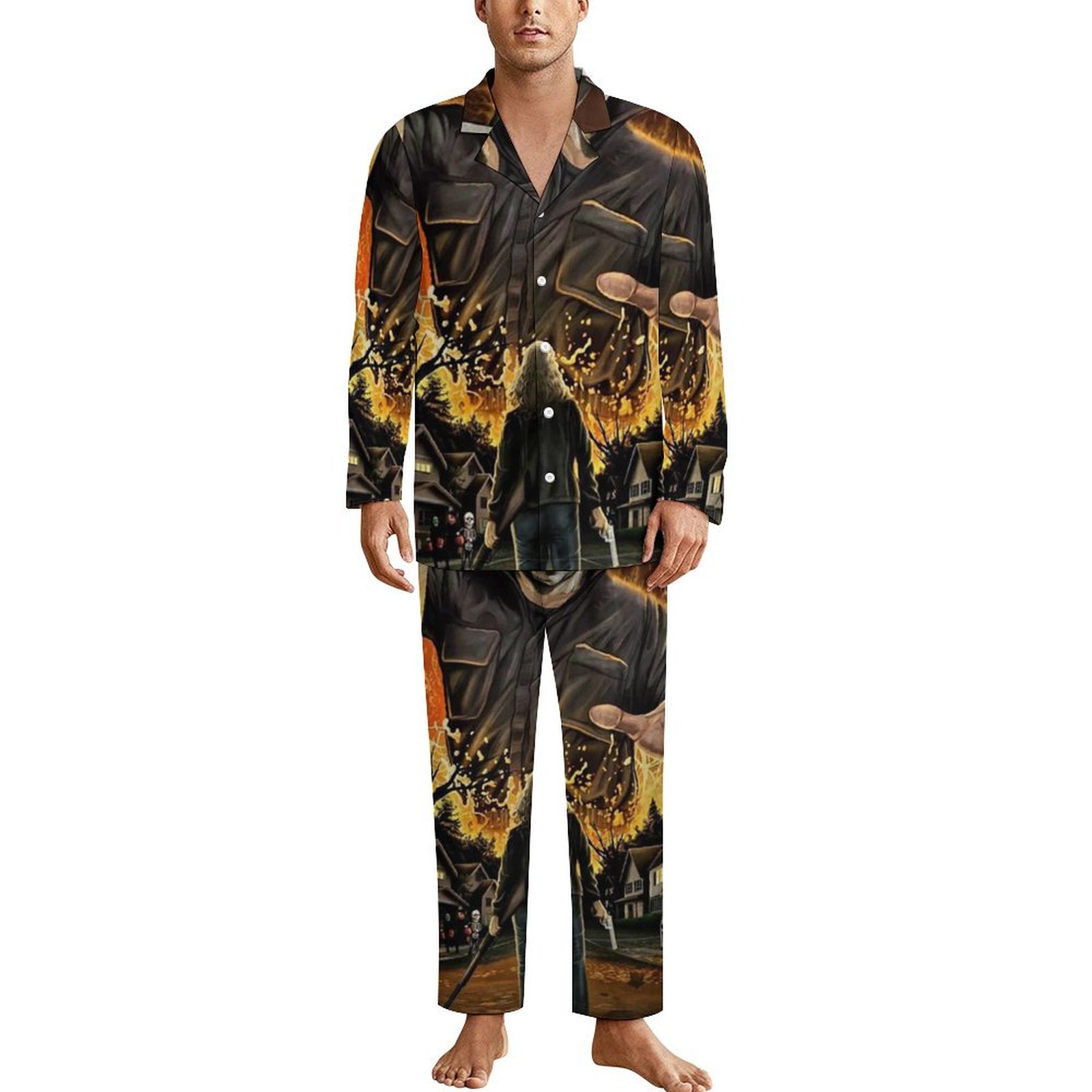 Halloween Michael Myers Poster Long Sleeved Pajama Set for Men ...