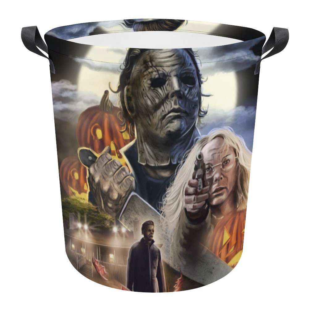 Halloween Michael Myers Scary Circular Laundry Hamper Foldable Large ...