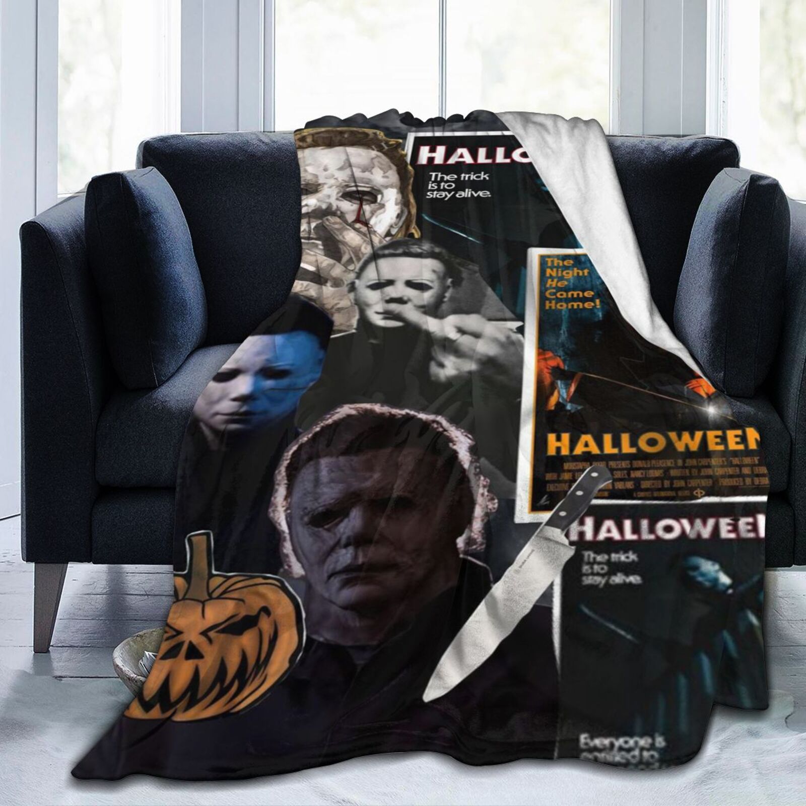 "Halloween Mike Myers Flannel Blanket – Soft & Cozy Horror Movie Throw ...
