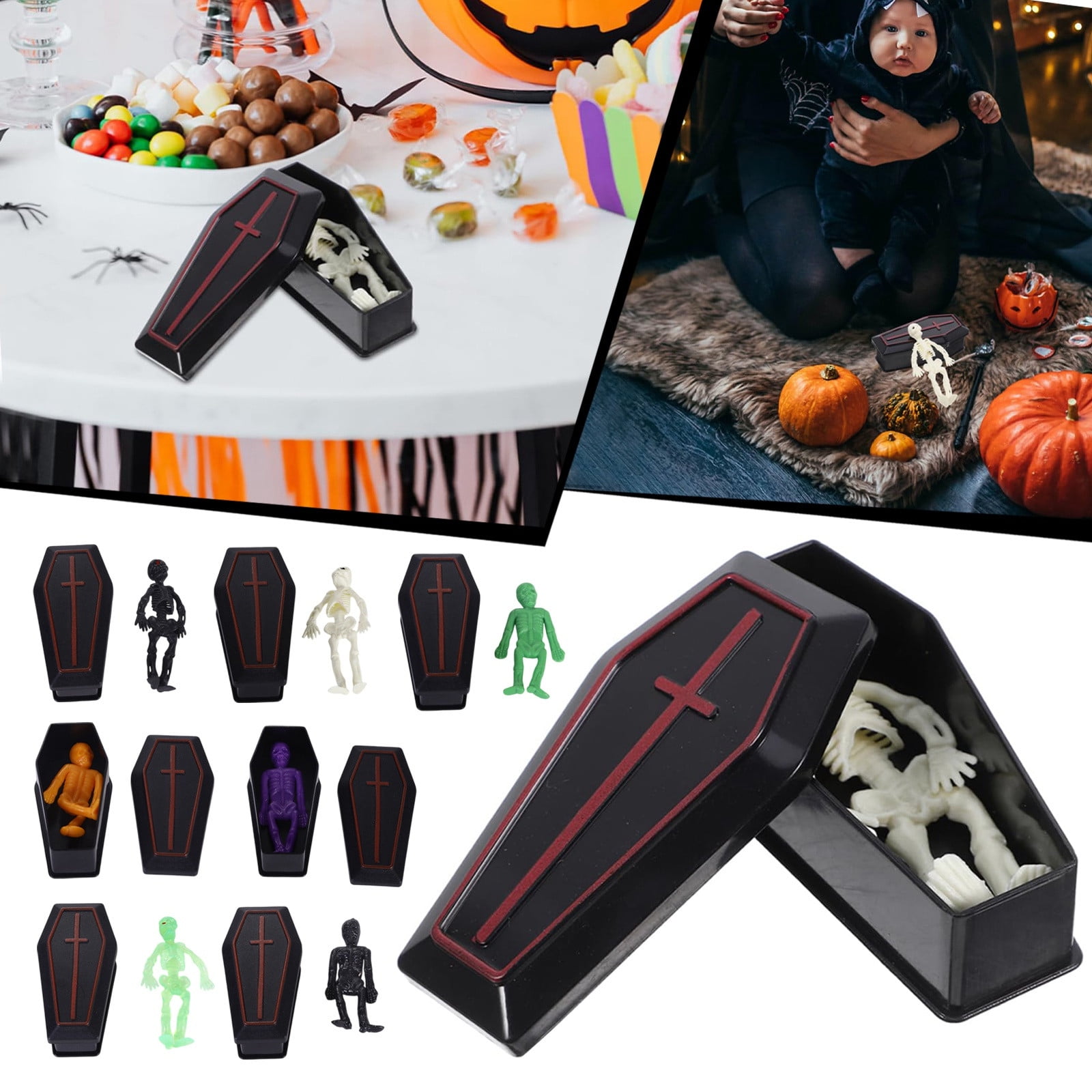 Halloween Mini Coffin Toy,Coffin Box with Mini Skeleton,3" Halloween ...