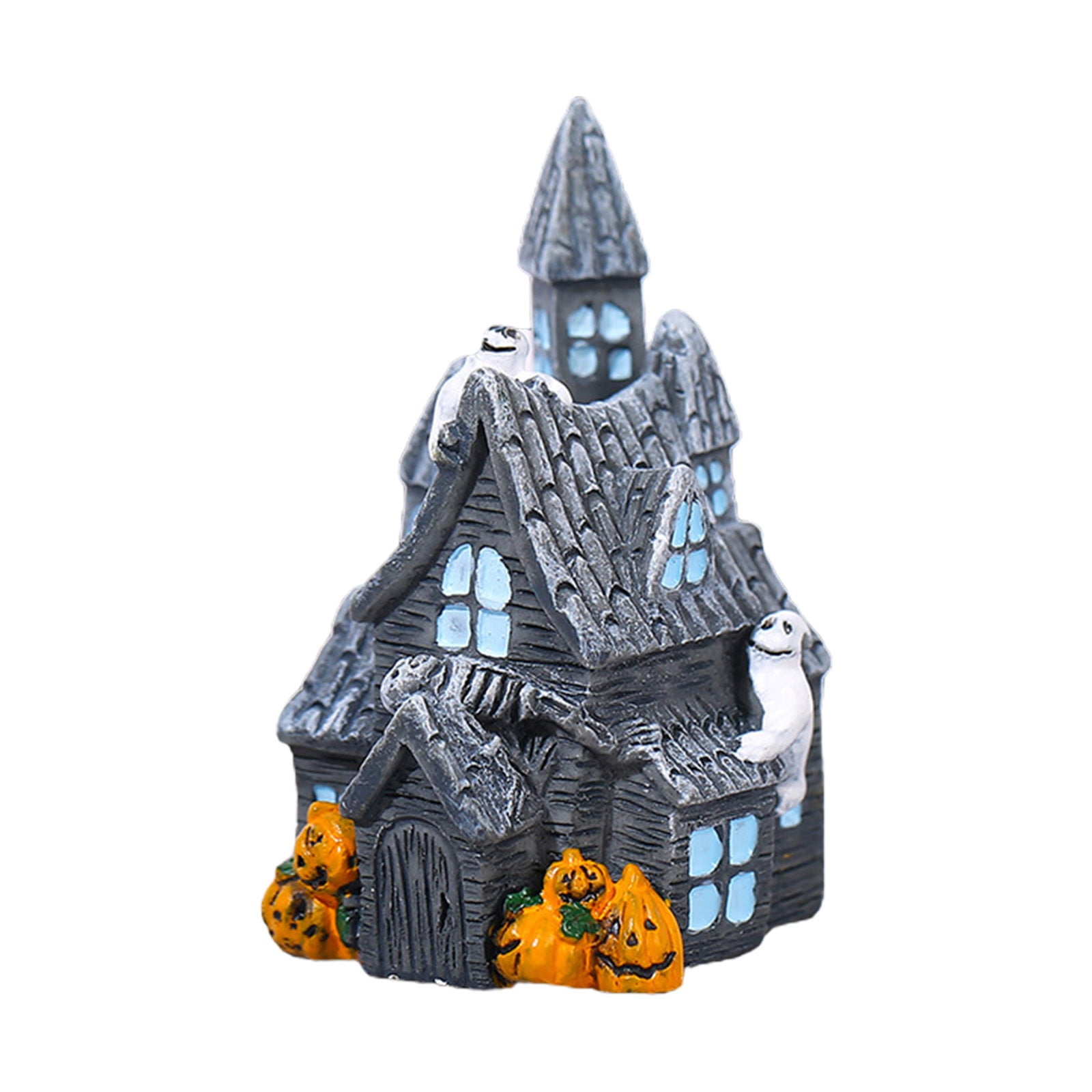 Halloween Miniature House Statue Resin Mini Haunted House Figurines for ...