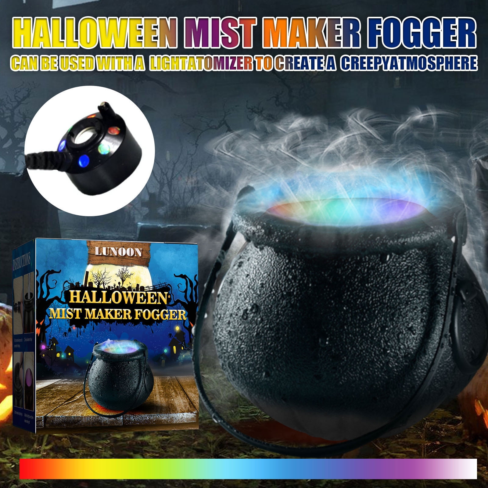 Halloween Mist Maker Fogger 8", Halloween Witch Cauldron Kettle with ...