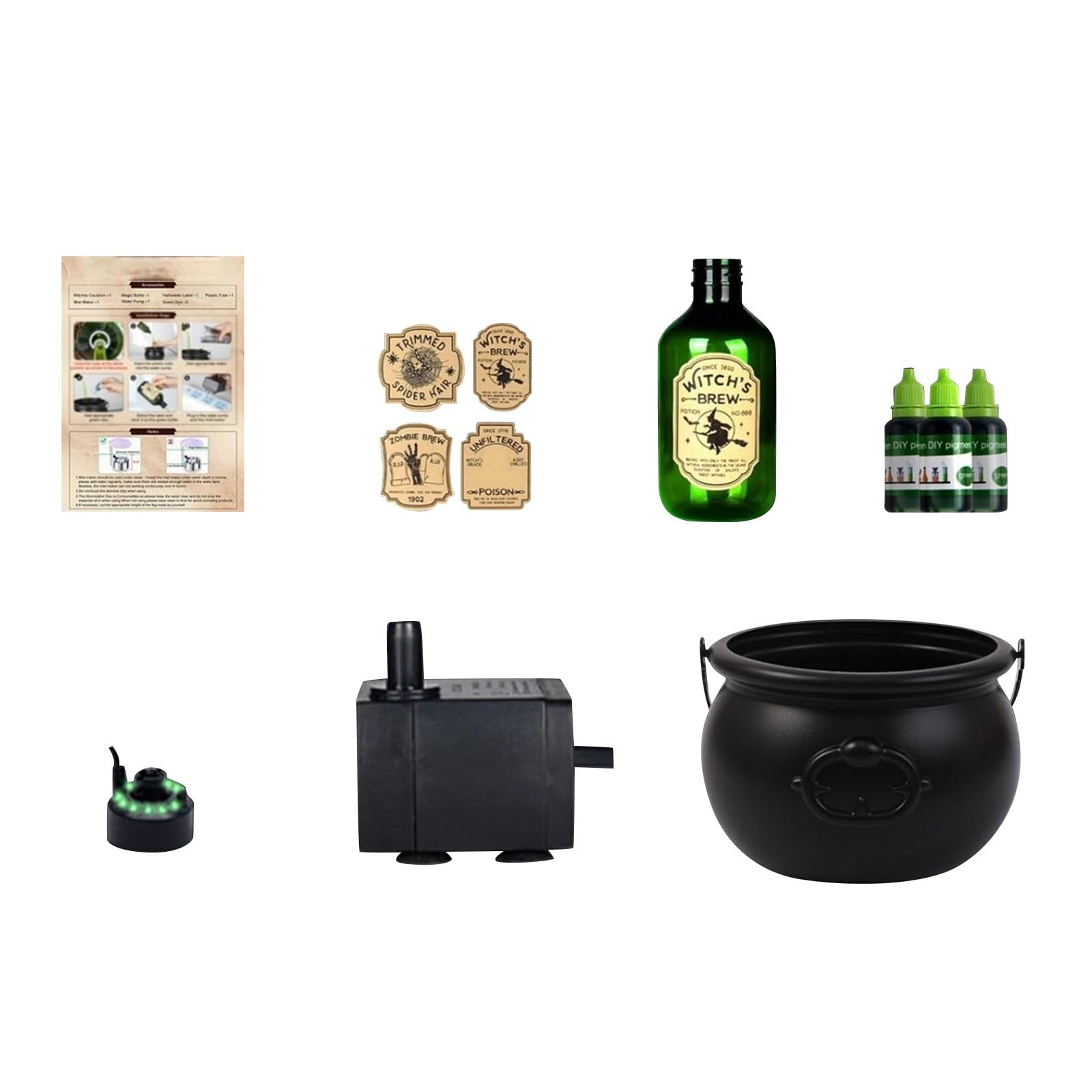 Halloween Mist Maker Fogger Witch Cauldron Kettle with Handle LED ...