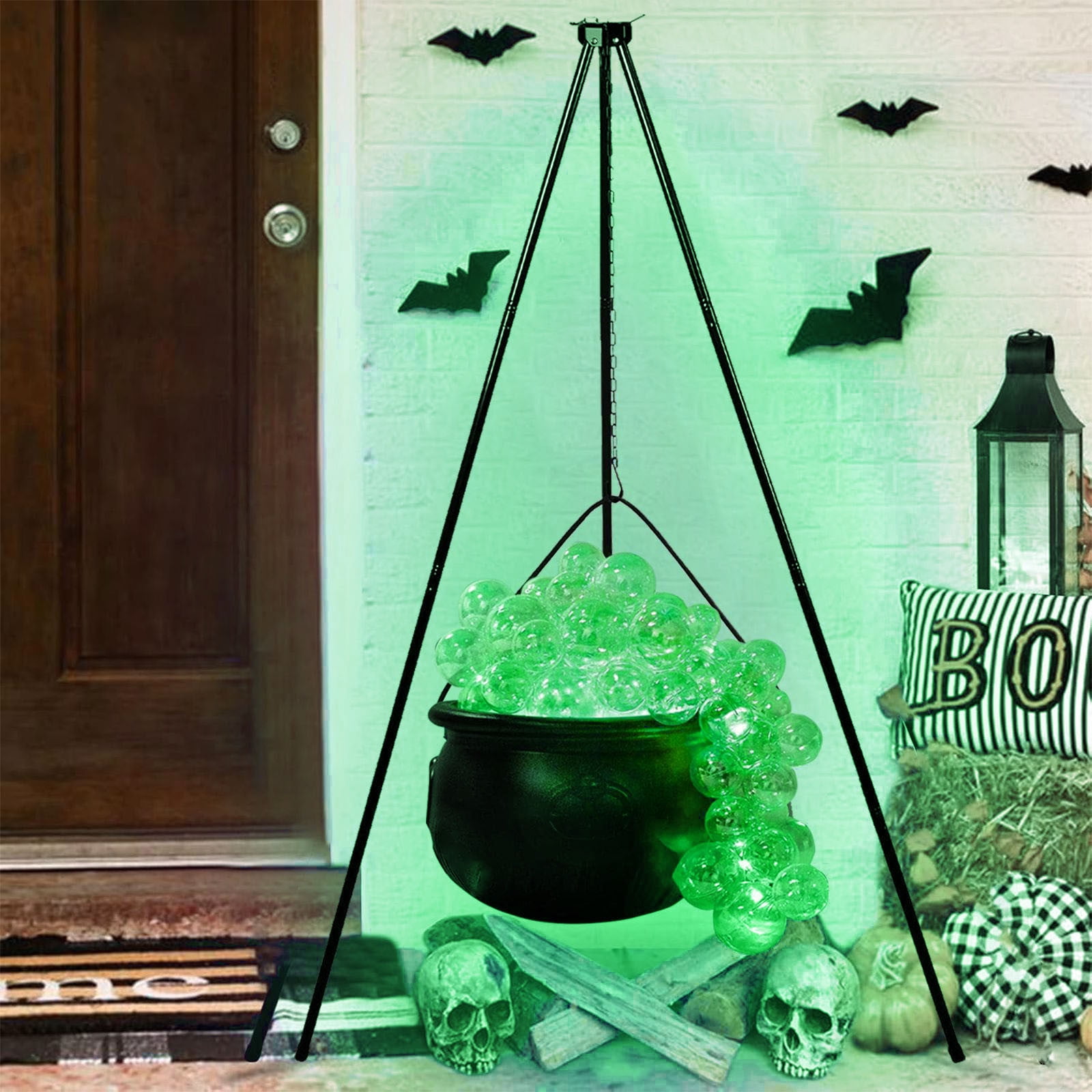 Halloween Mist Maker Fogger Witch Cauldron Kettle with Handle Lights ...