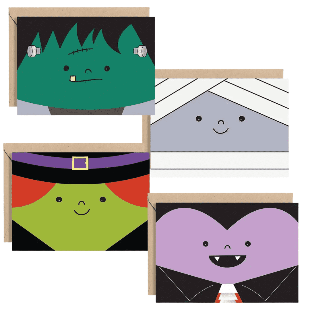Halloween Monster Cards, Folded, Blank Inside, 12 Cards - Walmart.com