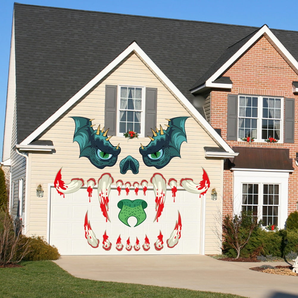 Halloween Monster Face Decorations Large Halloween Garage Door ...
