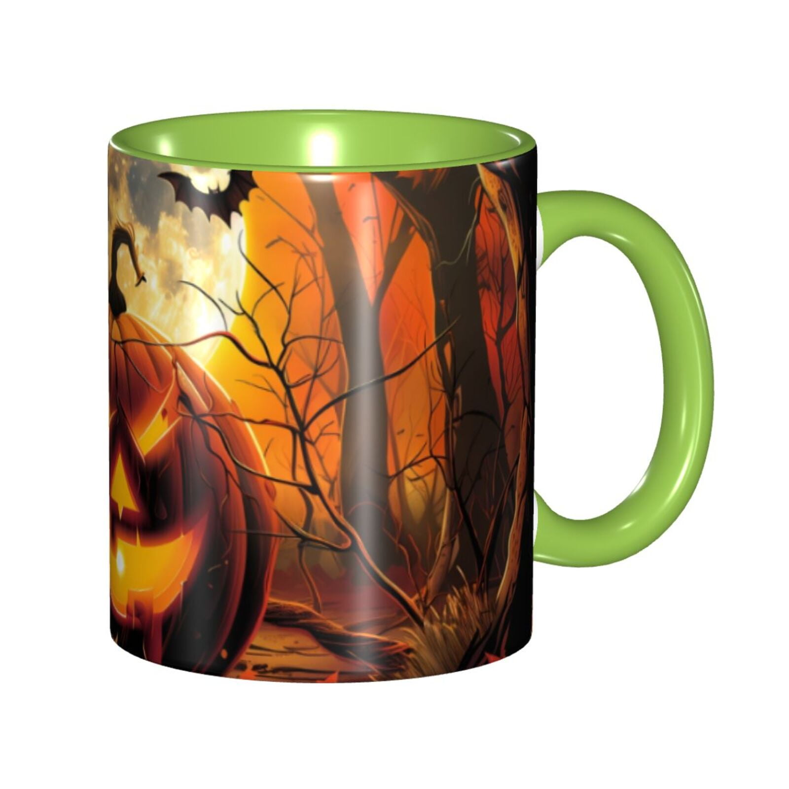 Halloween Mugs - Halloween Full Moon Pumpkin Bat Ceramic Coffee Mug ...