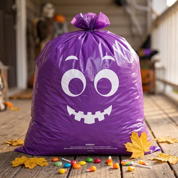 Halloween Multi-Use Bags, Large Plastic Trash & Leaf Bags, 24×30 in ...