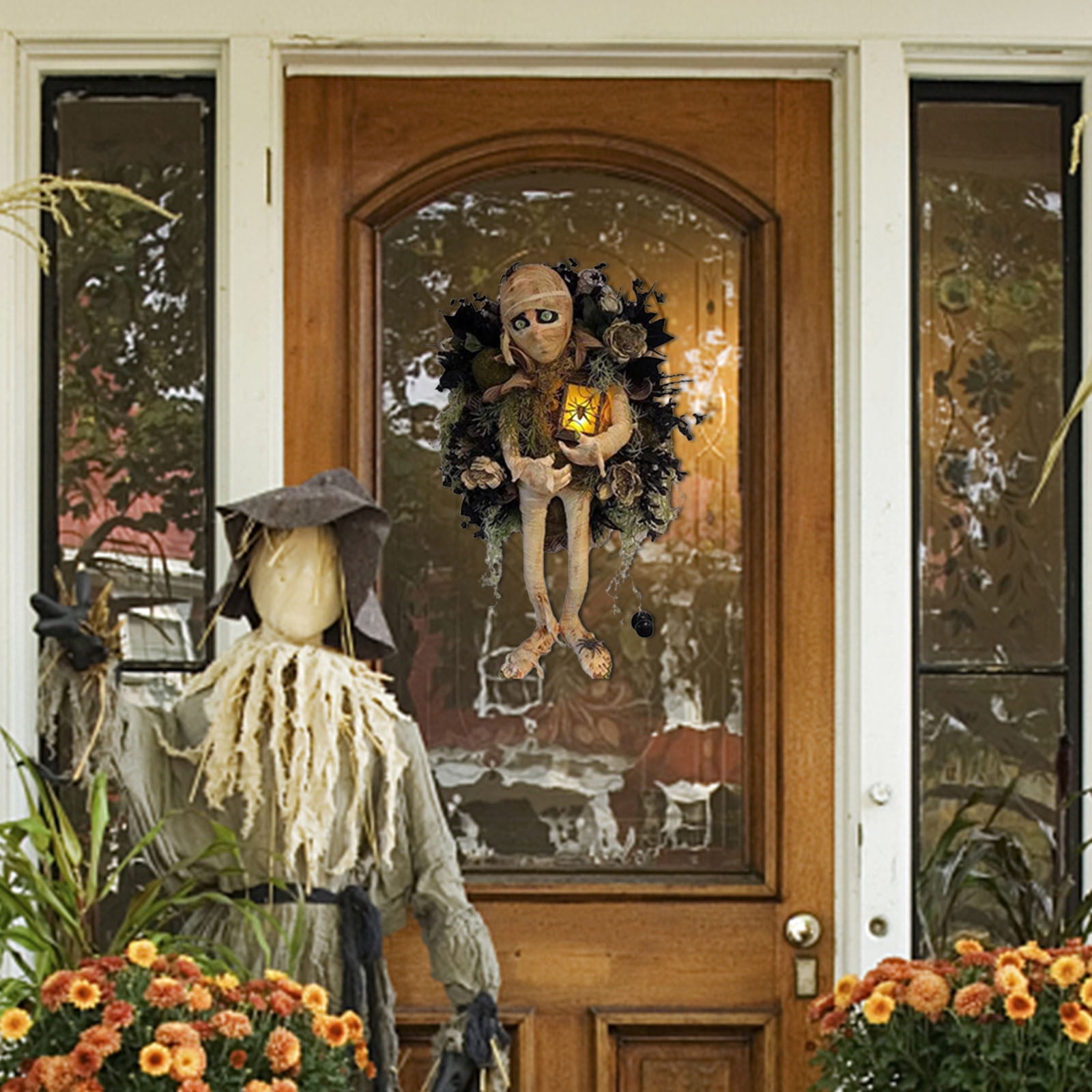 Halloween Mummy Wreath for Front Door, Halloween Decor Rose, Spiders ...