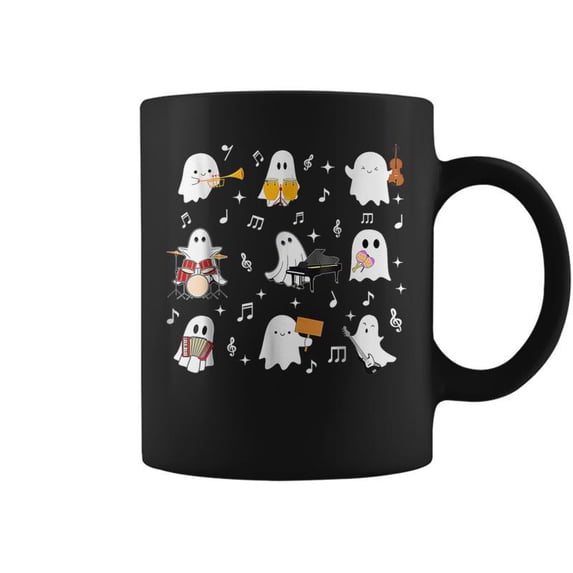 Halloween Music Teacher GhOst Playing Musical Instruments Coffee Mugs1 ...
