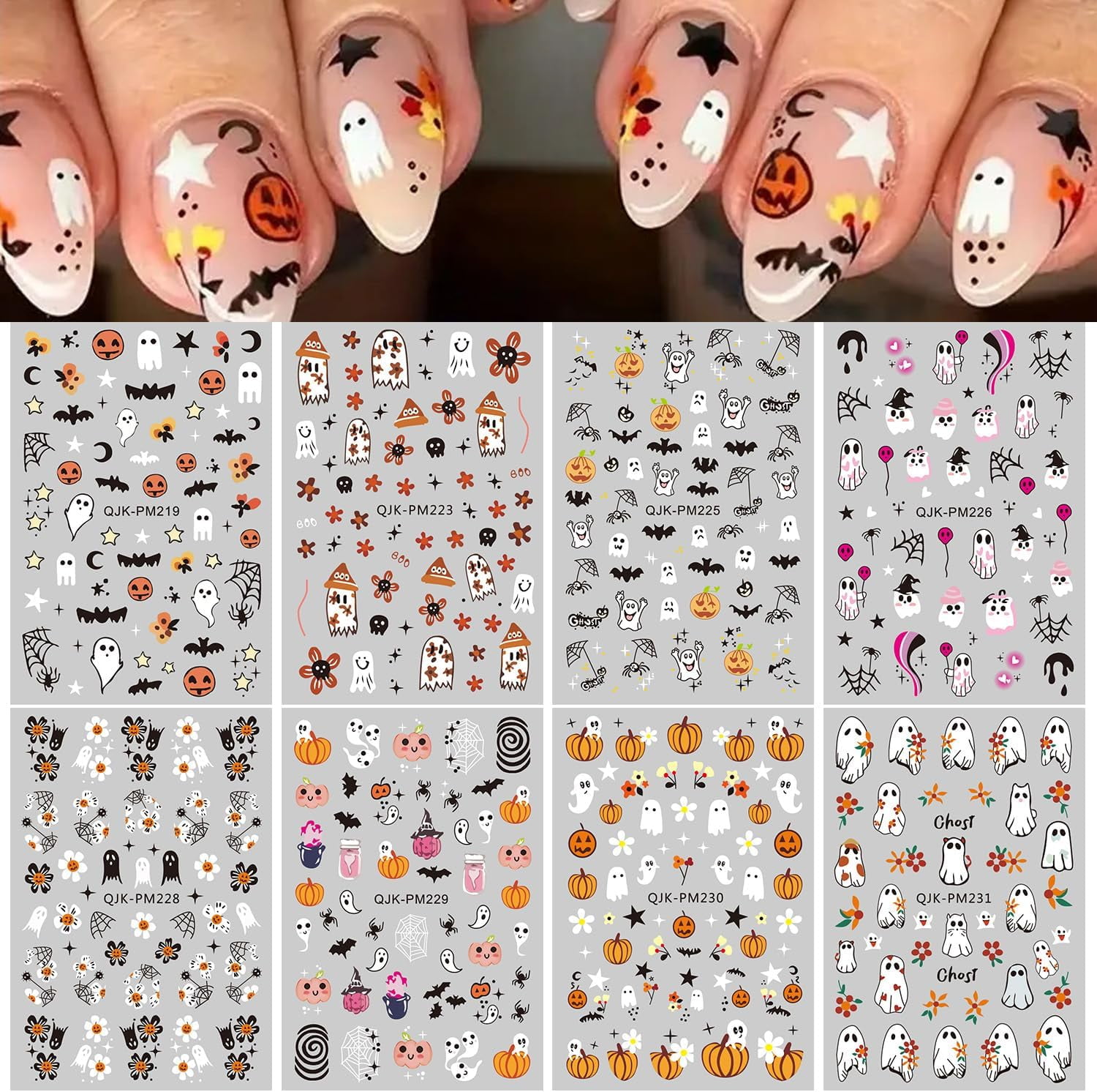 Halloween Nail Art Stickers Decals Gothic Stickers Self-Adhesive Nail ...